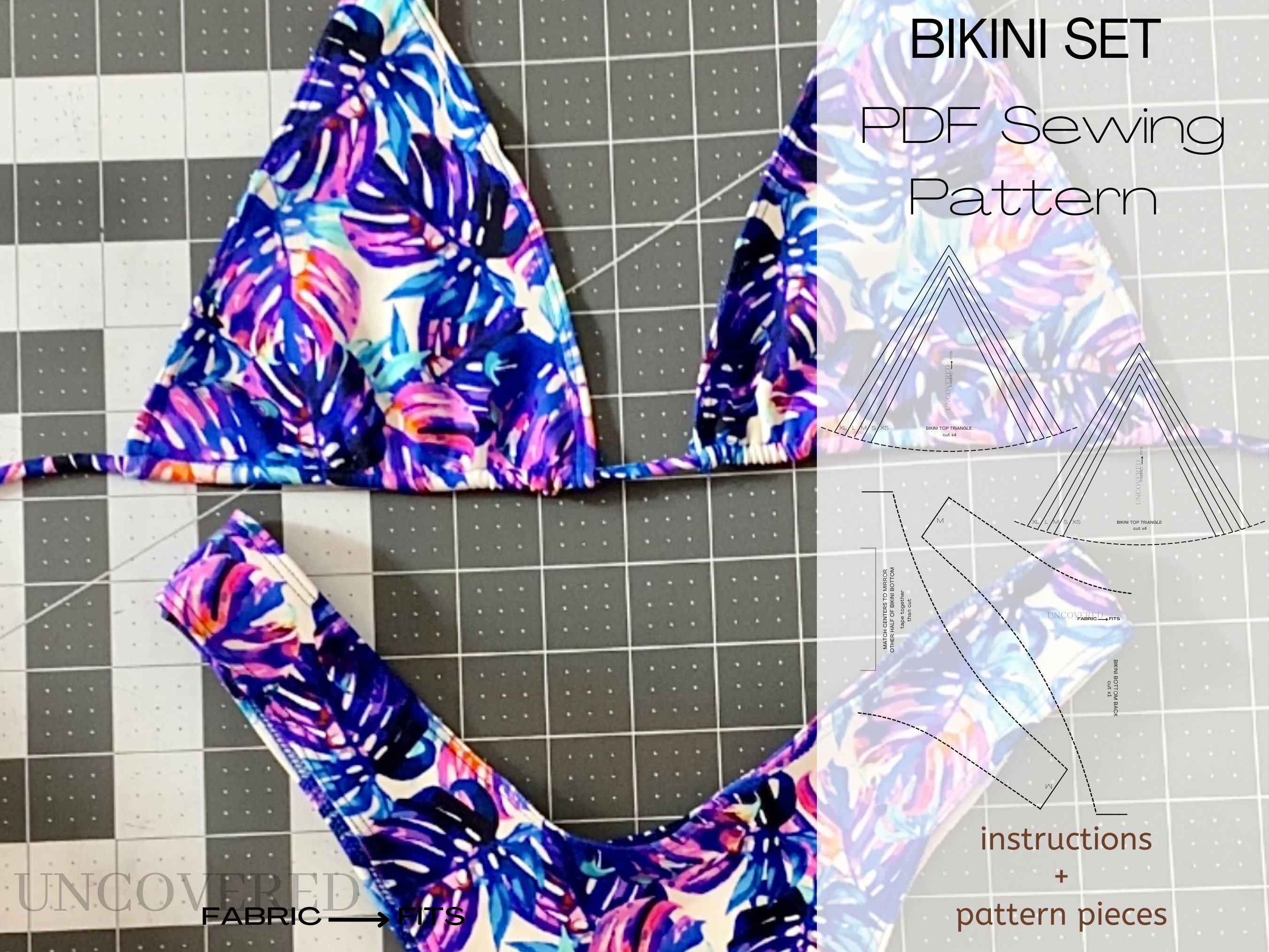 Bikini Sewing Pattern, Pdf Digital Pattern, XS-XL, Instant Download ...