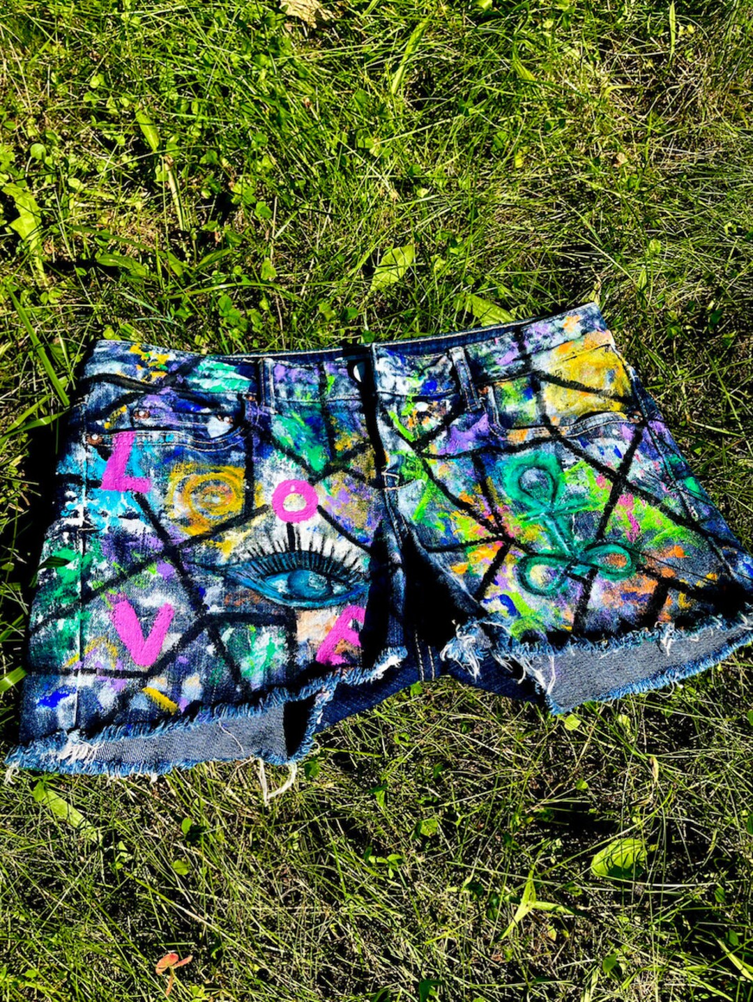 Hand Painted Jean Shorts - Etsy