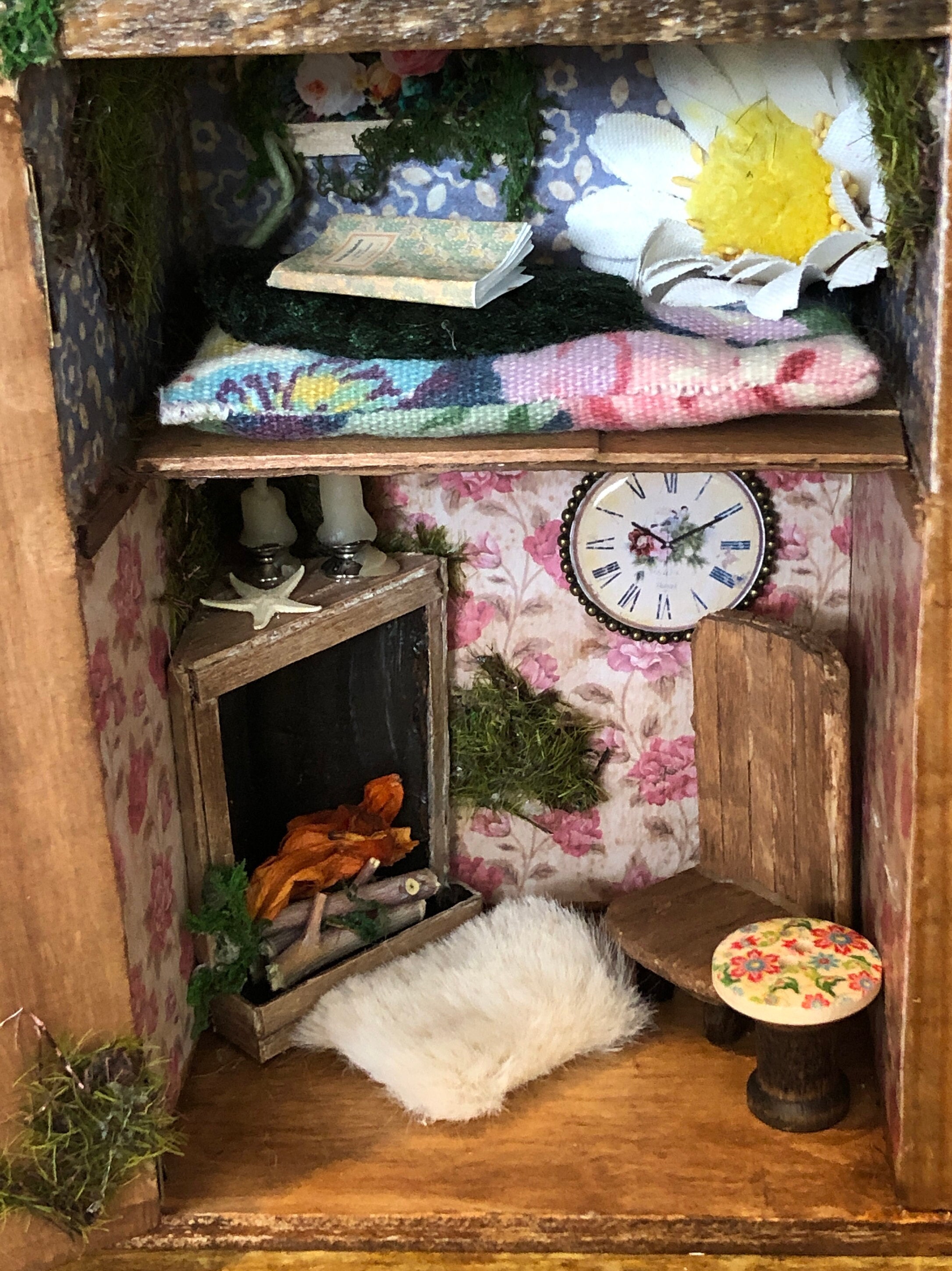 Little Wood Faerie House With Working Door and Outdoor Lantern, Garden ...