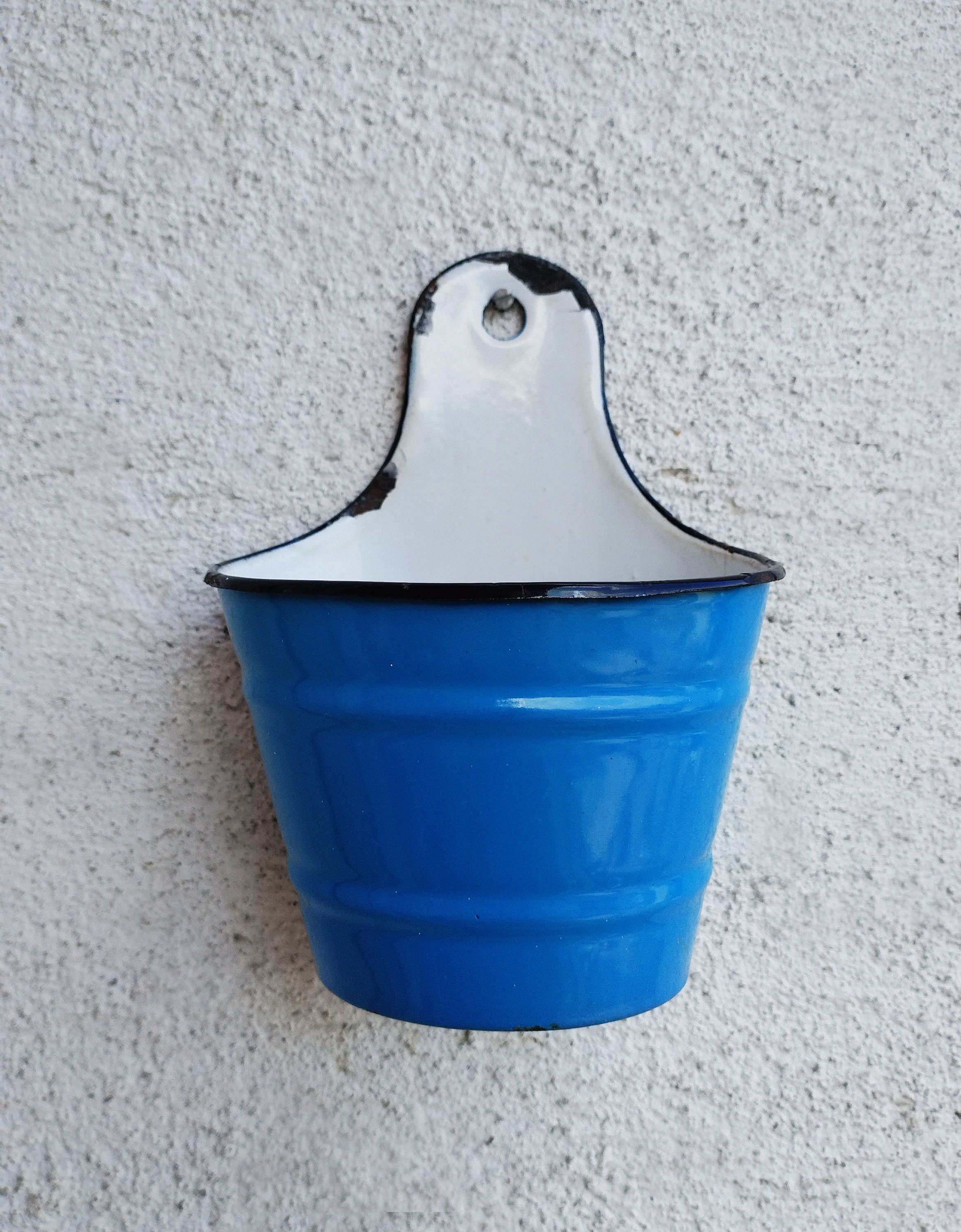 Vintage Enamel Utensil Holder - Blue,utensil Pot,enamel Rack,wall ...