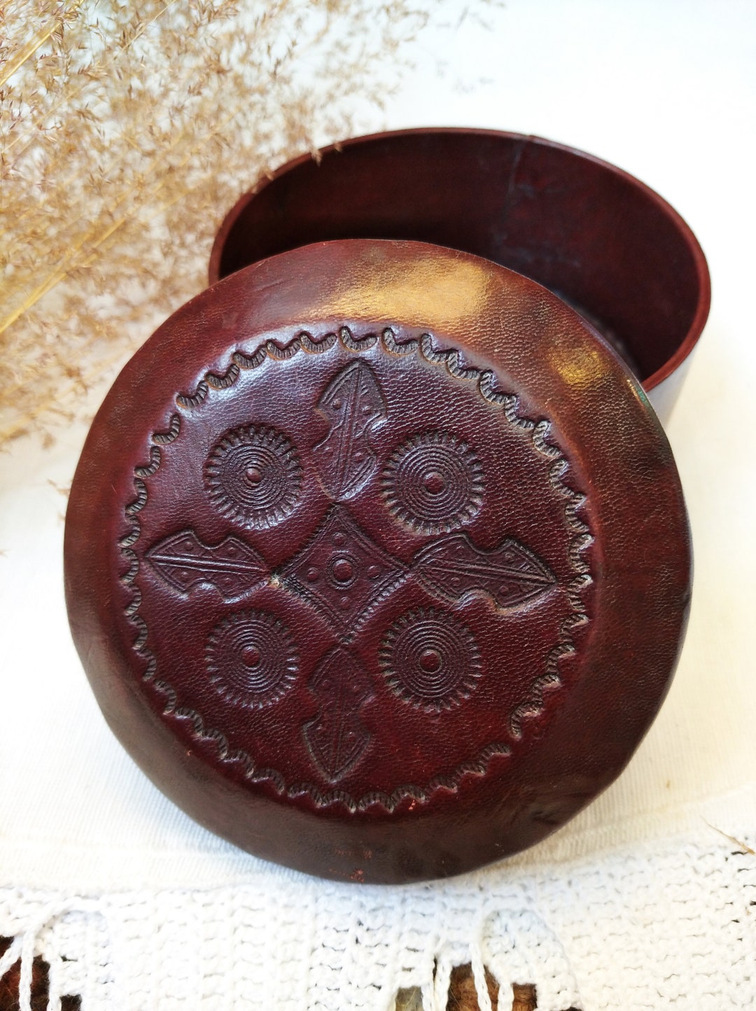 Vintage Embossed Leather Trinket Box: Handmade Jewelry Box - Etsy