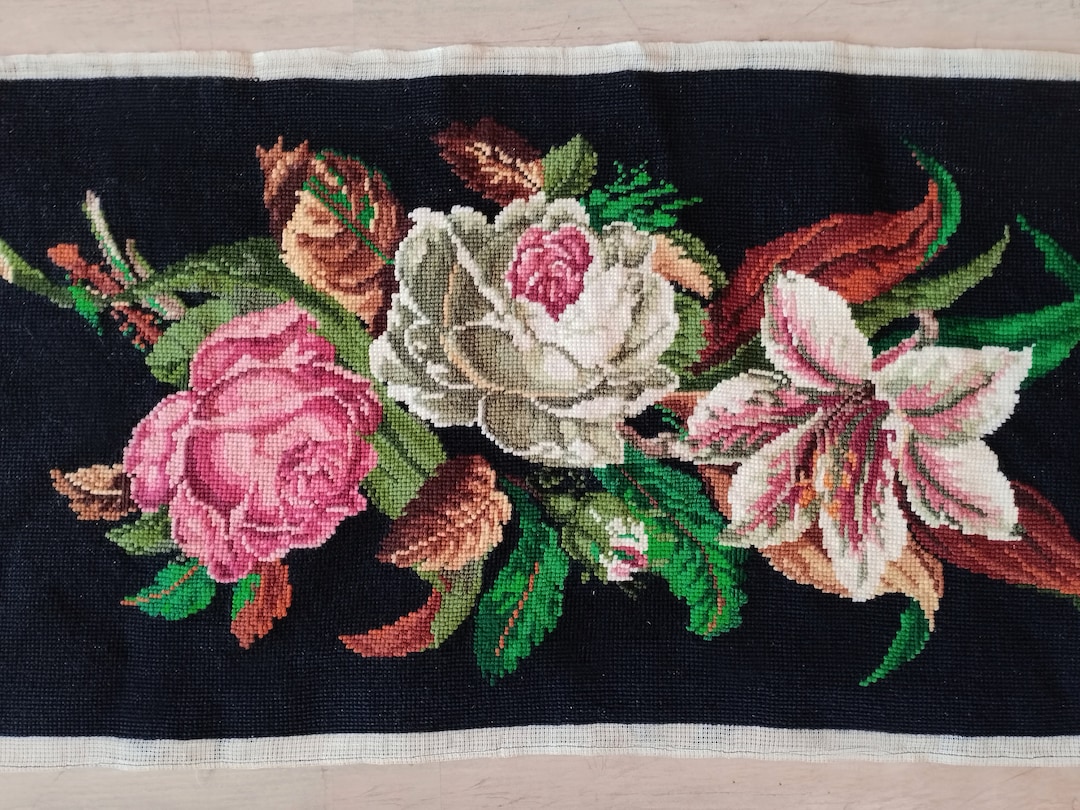 Antique Floral Embroidered Tapestry,large Hand Embroidered Tapestry ...