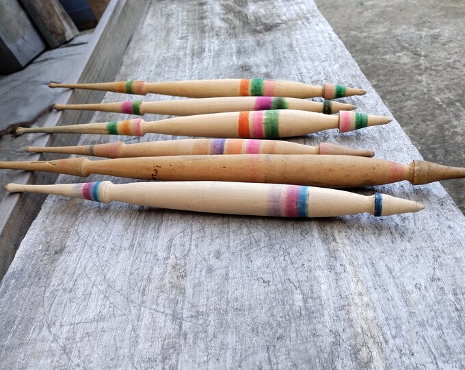 Vintage Rustic Wooden Spindles ,old Set of 6 Wooden Spindles, Authentic ...