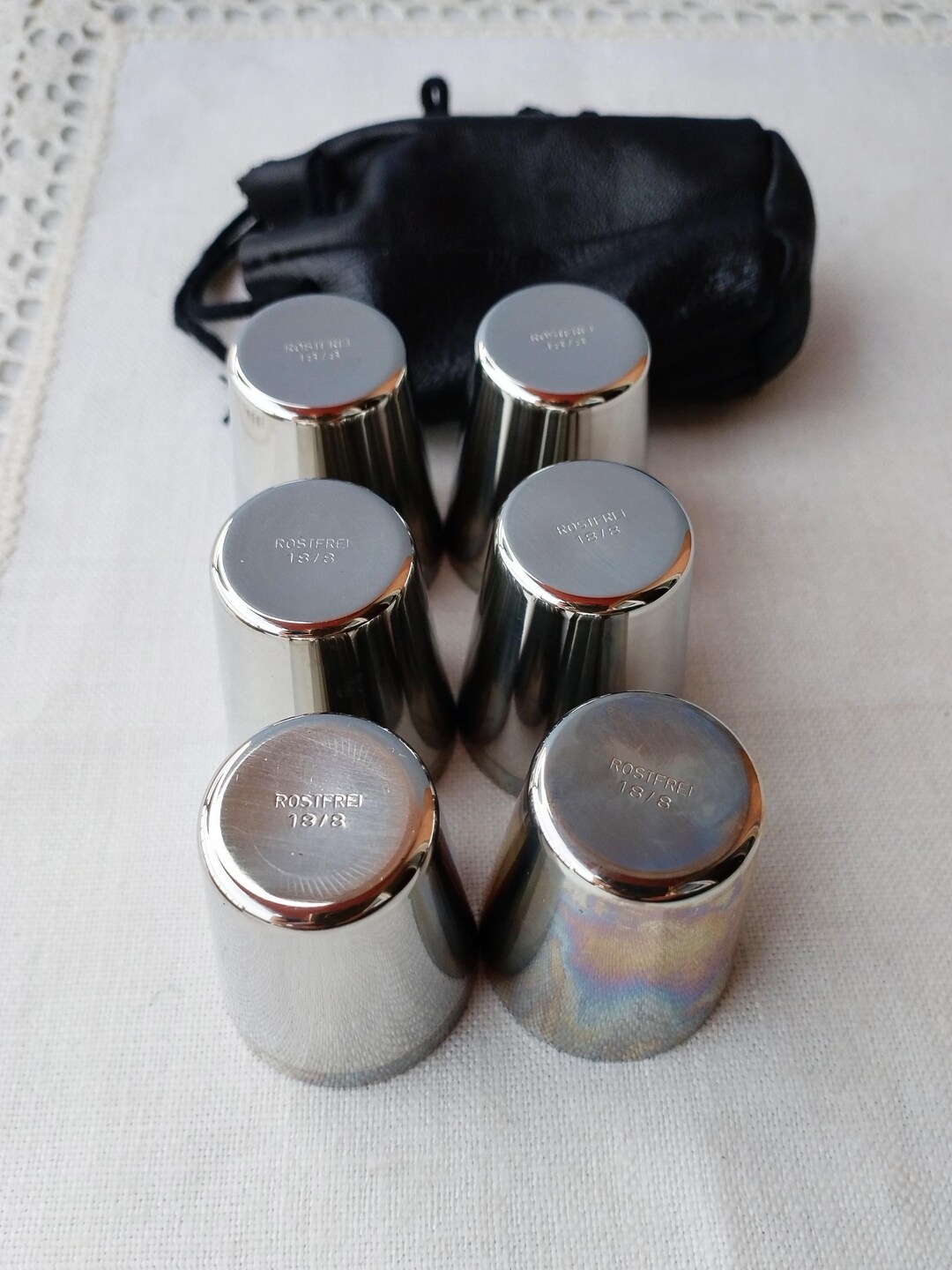 Vintage ROSTFREI Shot Glasses Stainless Steel,travel Cups Shot Glasses ...