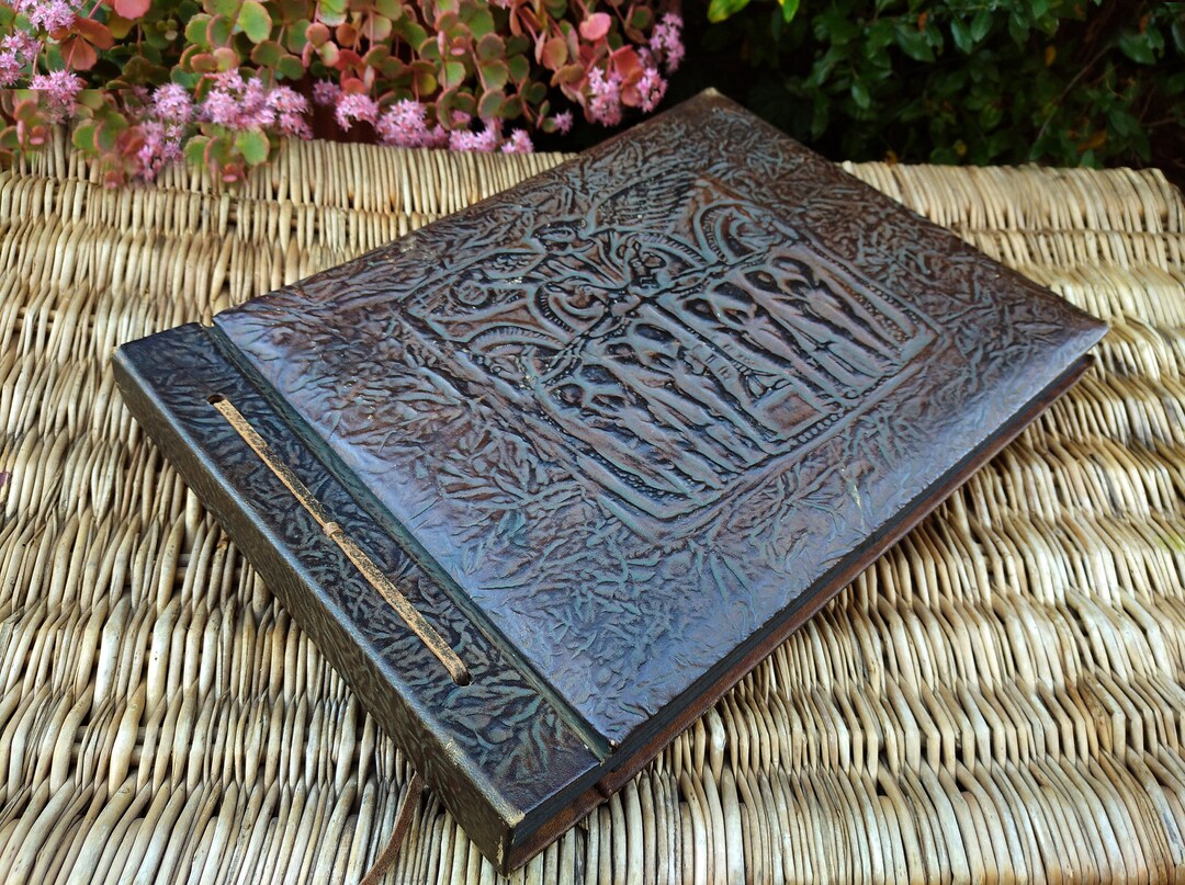 Álbum de cuero de la familia grande vintage, organizador de imágenes ...