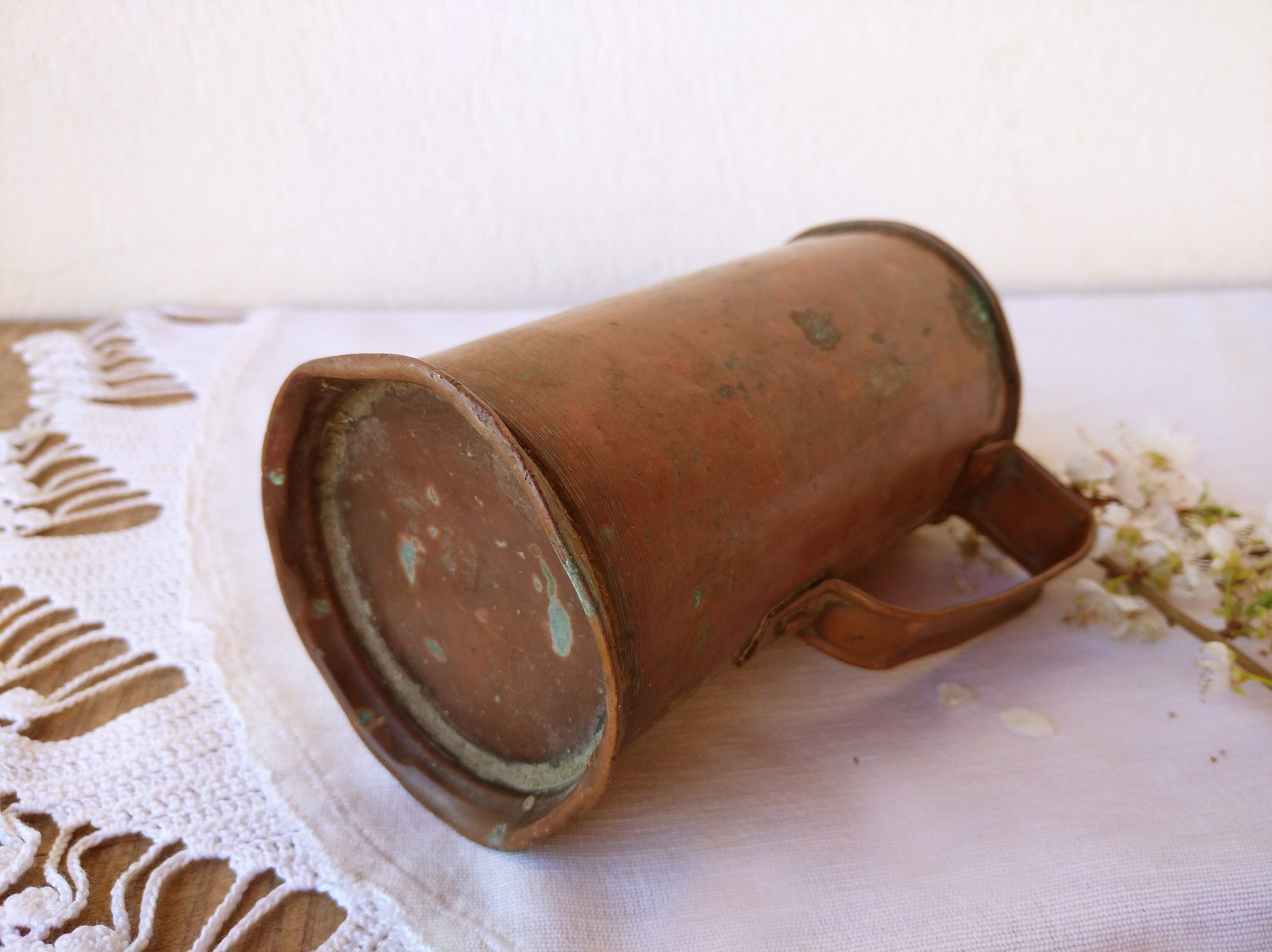 Vintage Bulgarian Antique Copper Measuring Cup ,cylinder Solid Copper ...