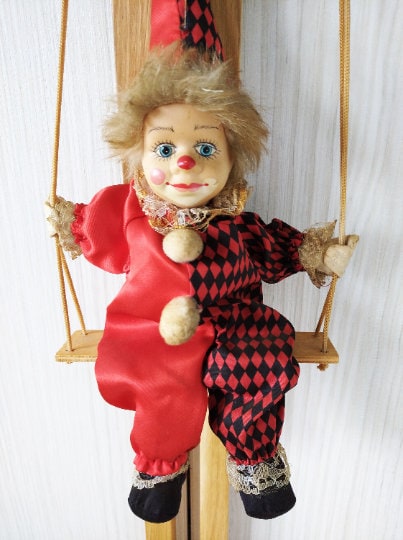 Vintage Hanging Clown on A Swing, Vintage Funny Clown, Vintage Doll ...