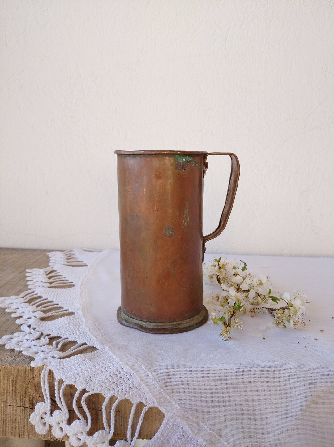 Vintage Bulgarian Antique Copper Measuring Cup ,cylinder Solid Copper ...