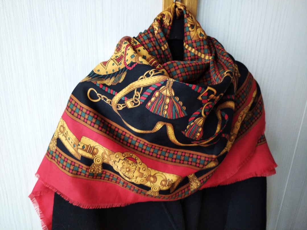 Vintage Italian Polyester Scarf: Large Square Print Headscarf - Etsy