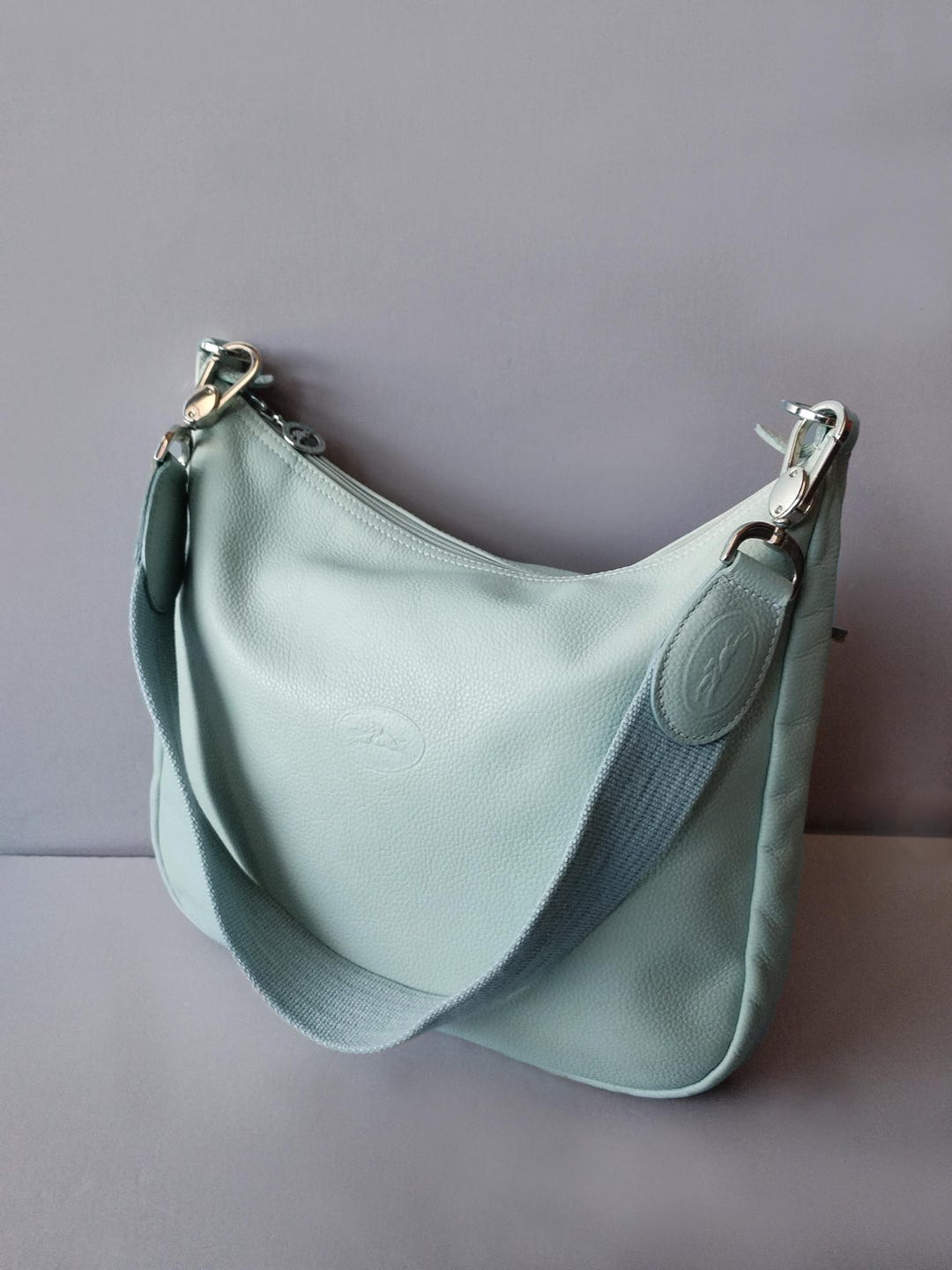 Vintage Longchamp Light Blue Leather Shoulder Bag - Made in France - Etsy