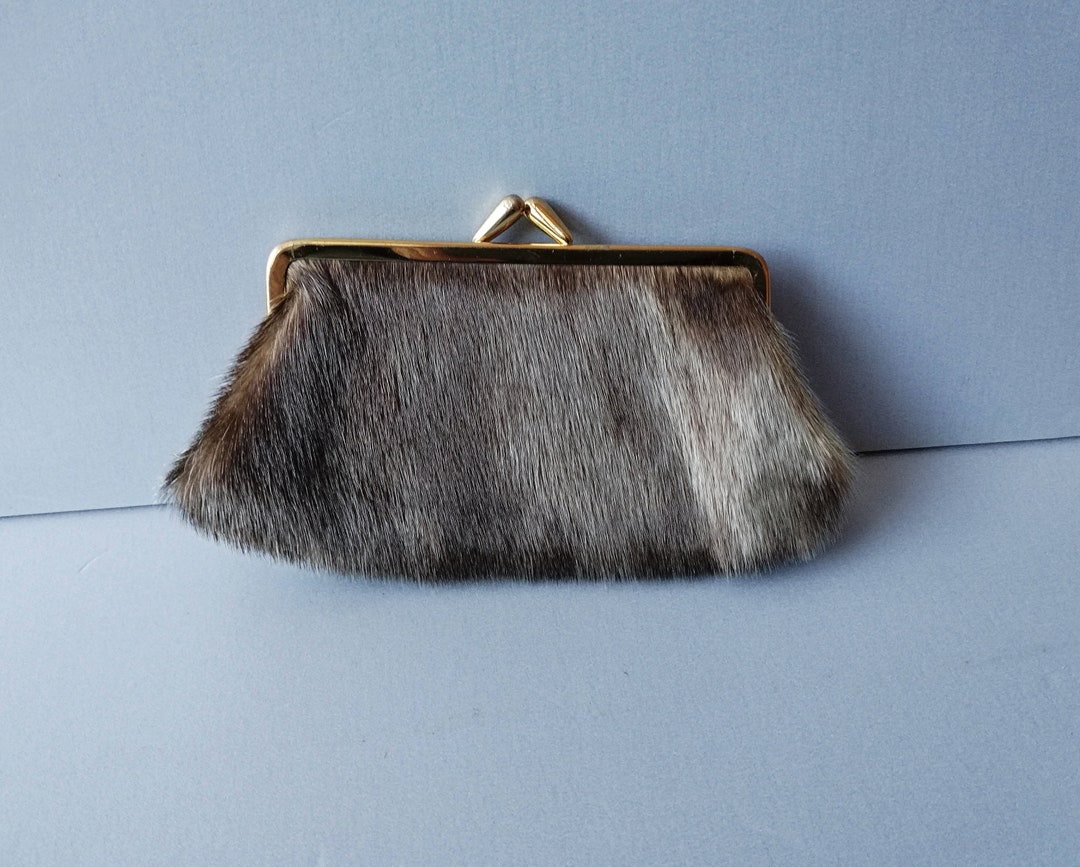 Women's Wallet With Clip Closure,vintage Real Fur Wallet ,framed Purse ...