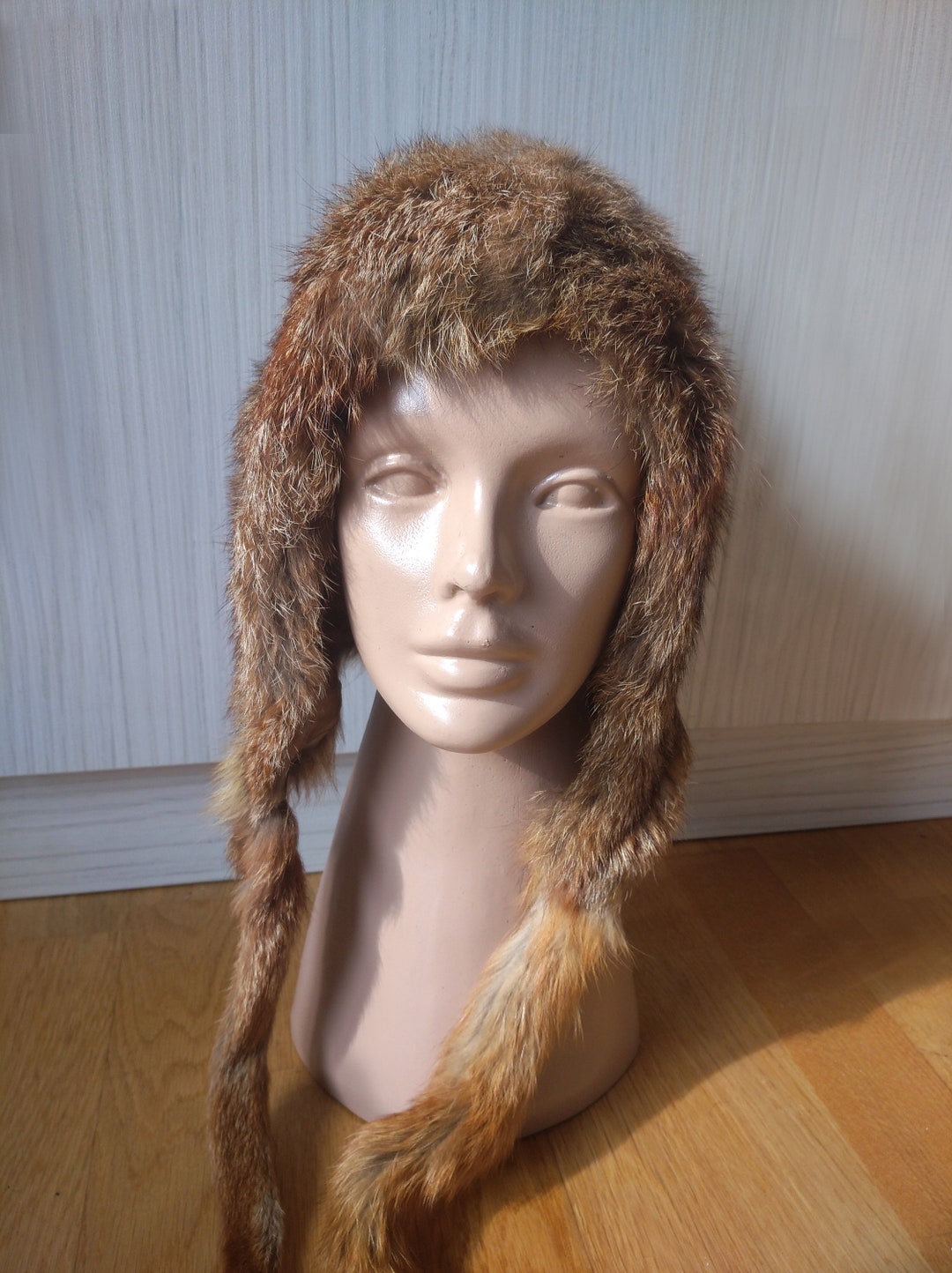 Vintage Brown Real Fur Ushanka ,unisex Fur Ear Flap Hat ,winter Trapper ...