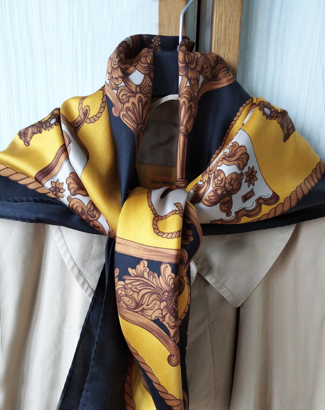 Vintage Silk Scarf AD.M SILHOUETTE 1980s 90s ,designer Silk Scarf,100% ...