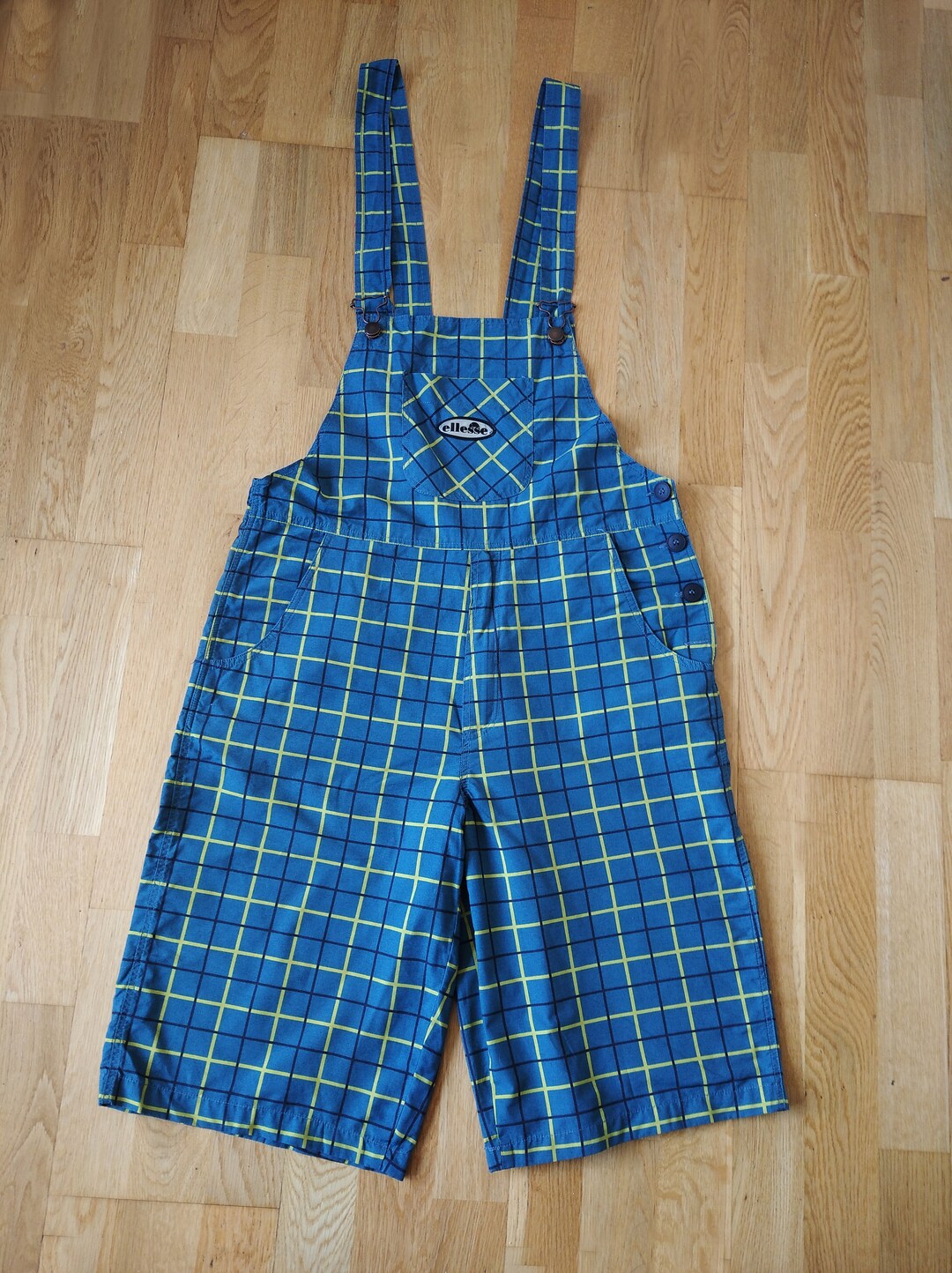 Vintage ELLESSE Plaid Cotton Overalls: Blue Checkered Romper - Etsy