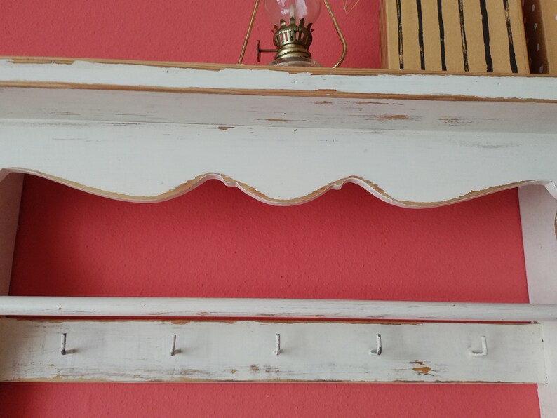 Vintage Kitchen Wall Shelf With Hooks, Rustic Wall Wooden Shelf,country ...