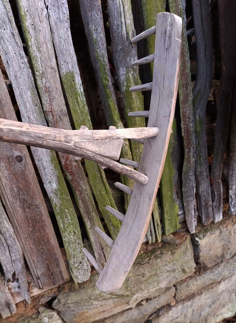 Vintage Wooden Hay Rake,old Farm Tool,rare Hand Farm Garden Tool ...