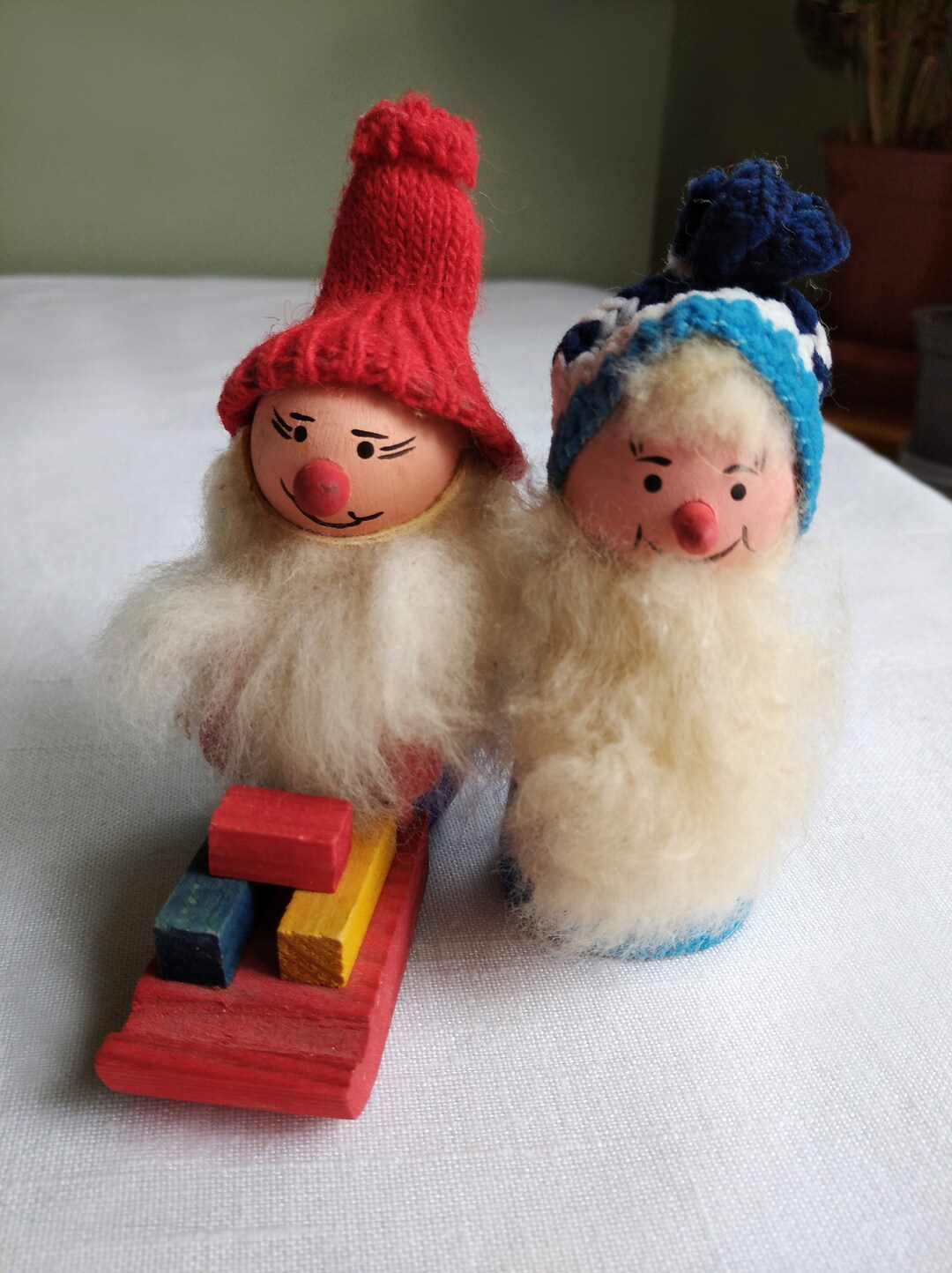 Vintage Swedish Wood Elves: Handmade Christmas Figurines, 1970s Folk ...