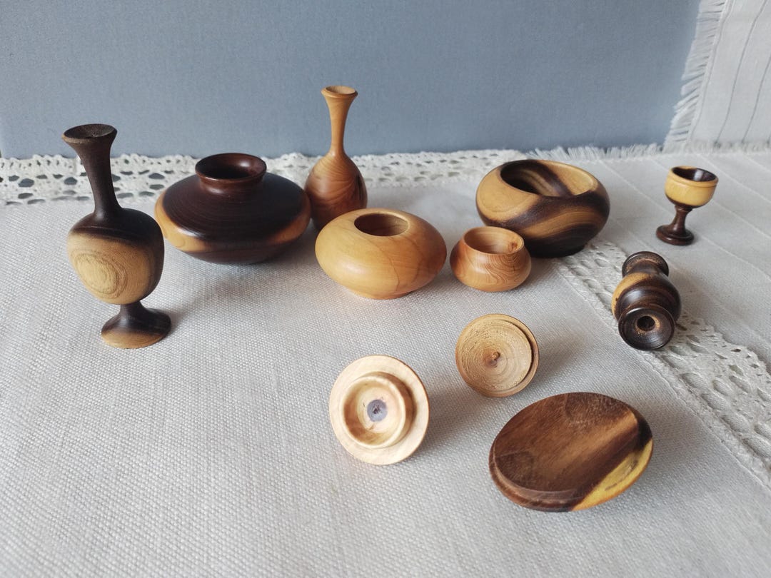 Vintage Turned Minimalist Vessels,hand-carved Solid Wood Items ...