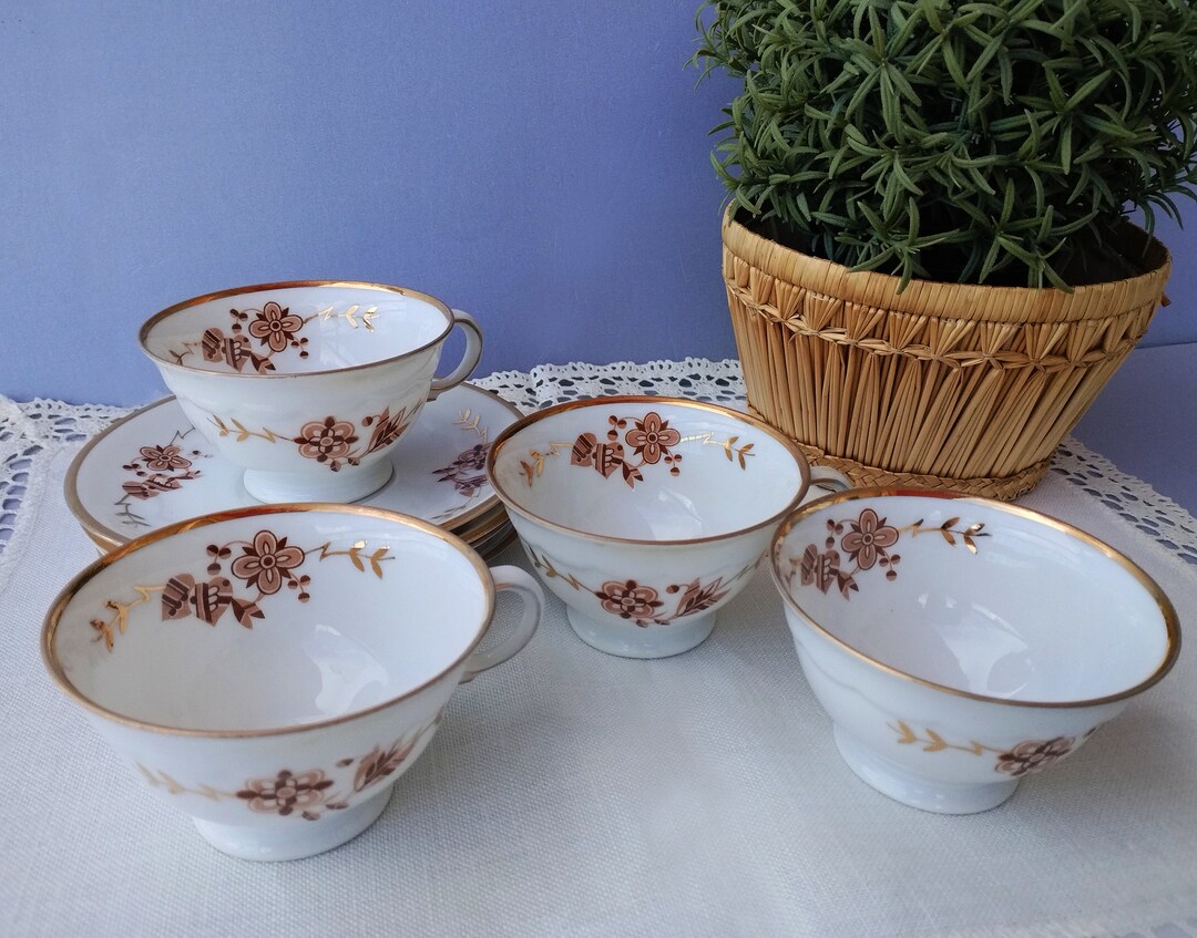 Vintage Zeh Scherzer Bavaria Porcelain Coffee Cup Set: Floral ...