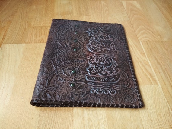 Vintage Genuine Embossed Leather Folder leather Book Cover - Etsy