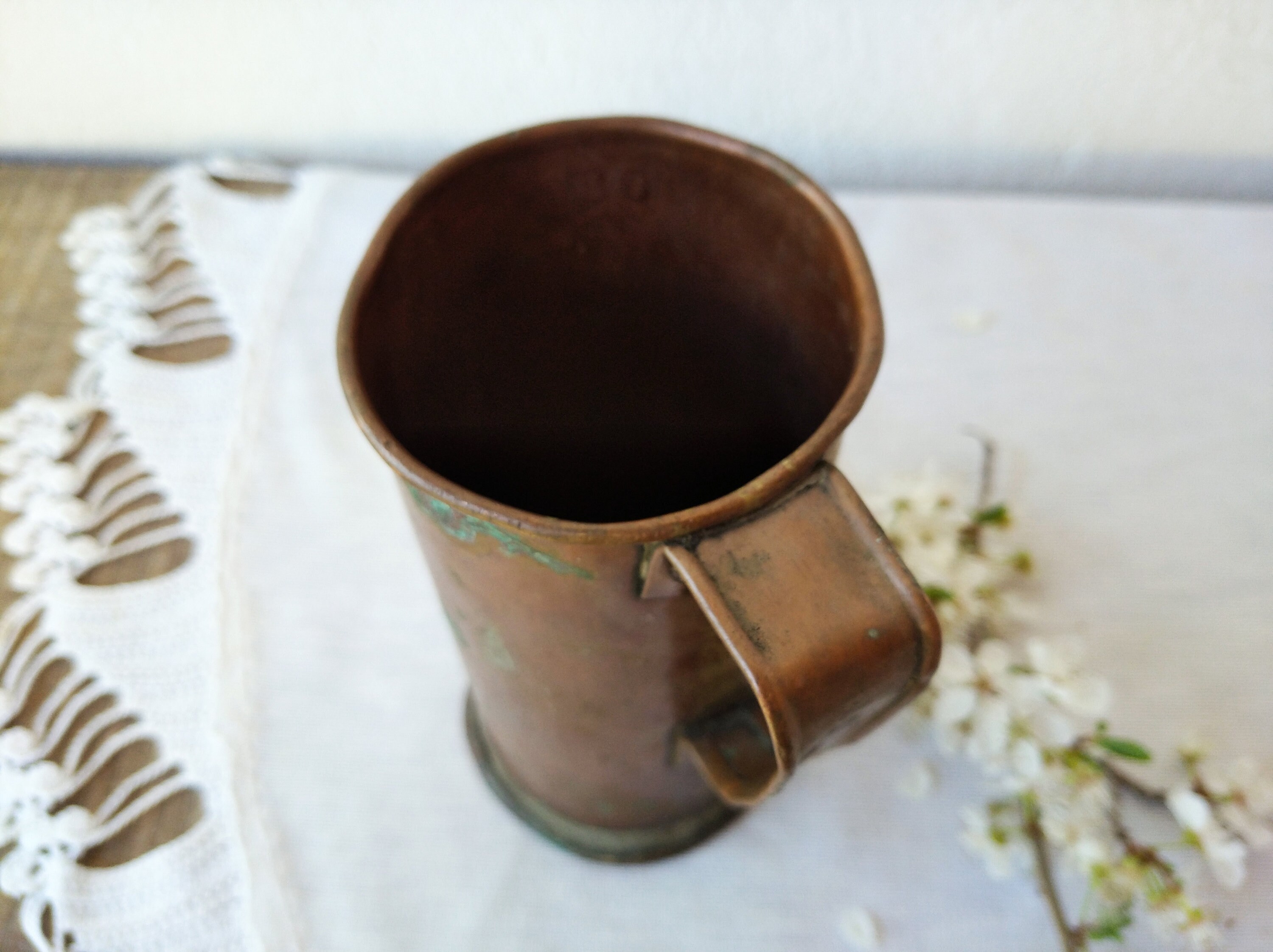 Vintage Bulgarian Antique Copper Measuring Cup ,cylinder Solid Copper ...