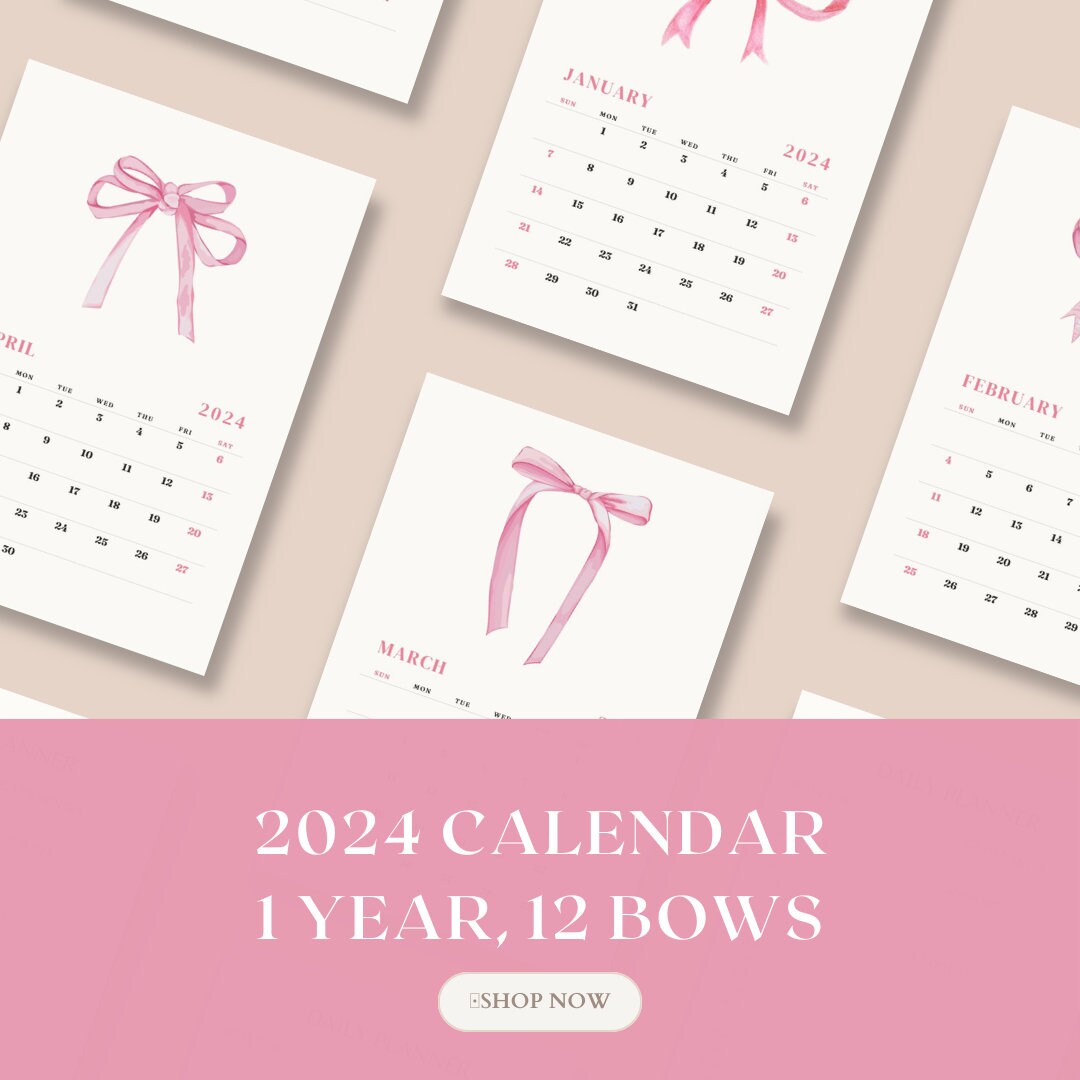 2024 Calendar, Coquette Planner, Goodnotes Calendar, Digital Calendar ...