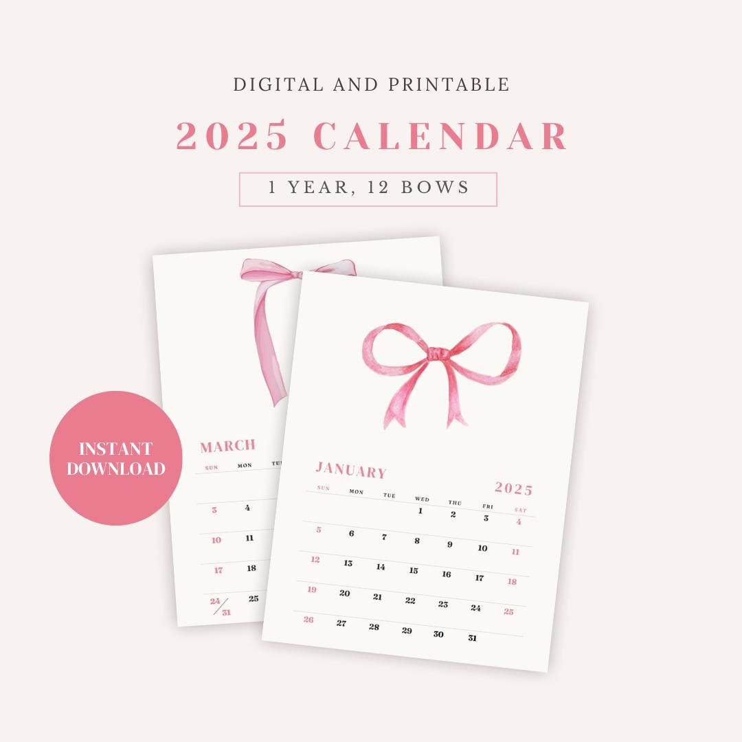 2025 Calendar, Coquette Planner, Goodnotes Calendar, Digital Calendar ...