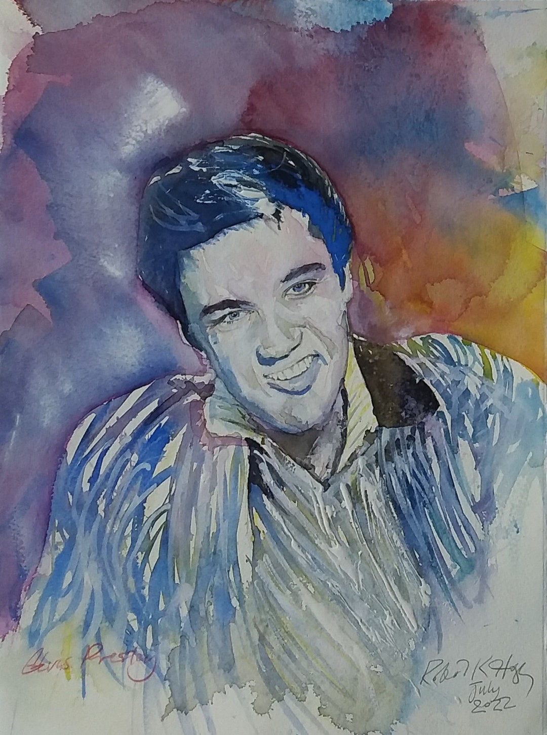 Elvis Presley 38x28cm Watercolour - Etsy