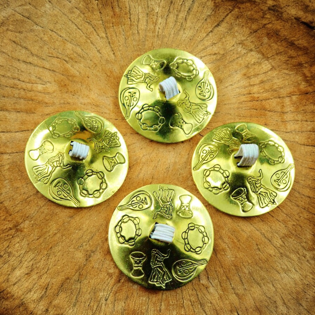 Luxury Belly Dance ZILLS Set Finger Cymbals Brass 4 Pcs..new..top ...