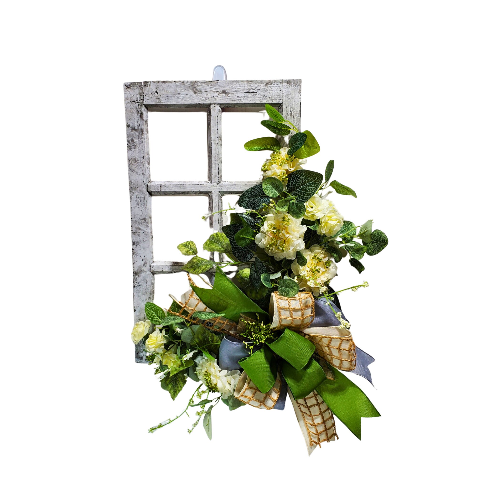 Neutral Window Pane Frame, Wreath Frame, Door Hanger, Rustic Earthy ...