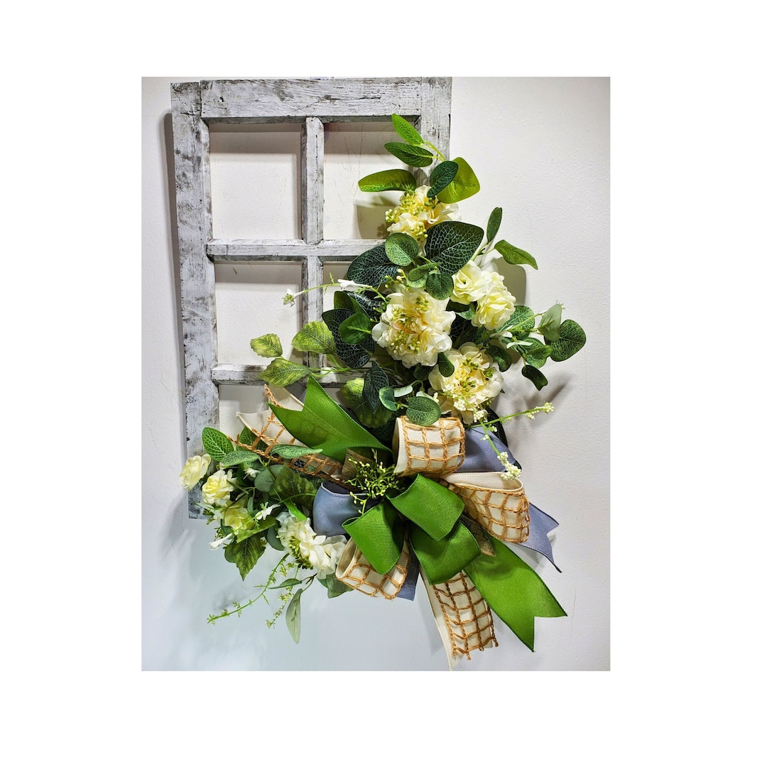Neutral Window Pane Frame, Wreath Frame, Door Hanger, Rustic Earthy ...