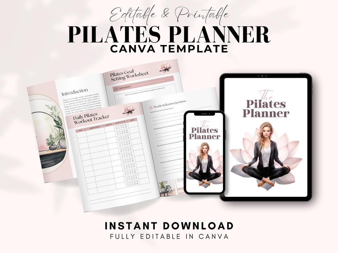 Pilates Planner Canva Template, Fitness Planner for Instructors ...