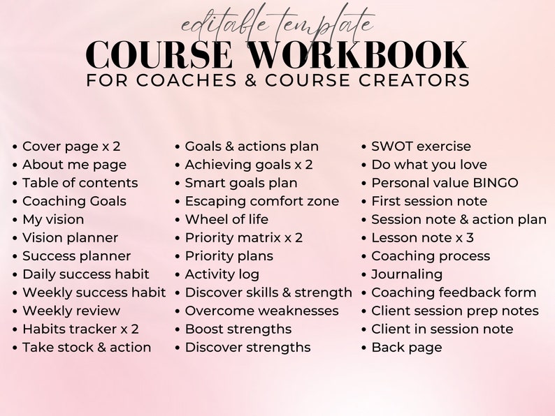Course Workbook Template, Coaching Ebook Template, Lead Magnet, Course ...