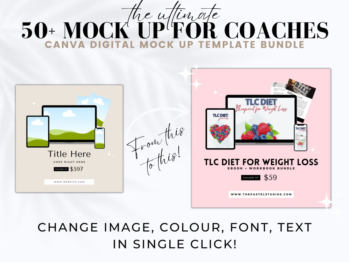 50 Mockup Canva Template for Coaches, Course Creator Mockup, Digital ...
