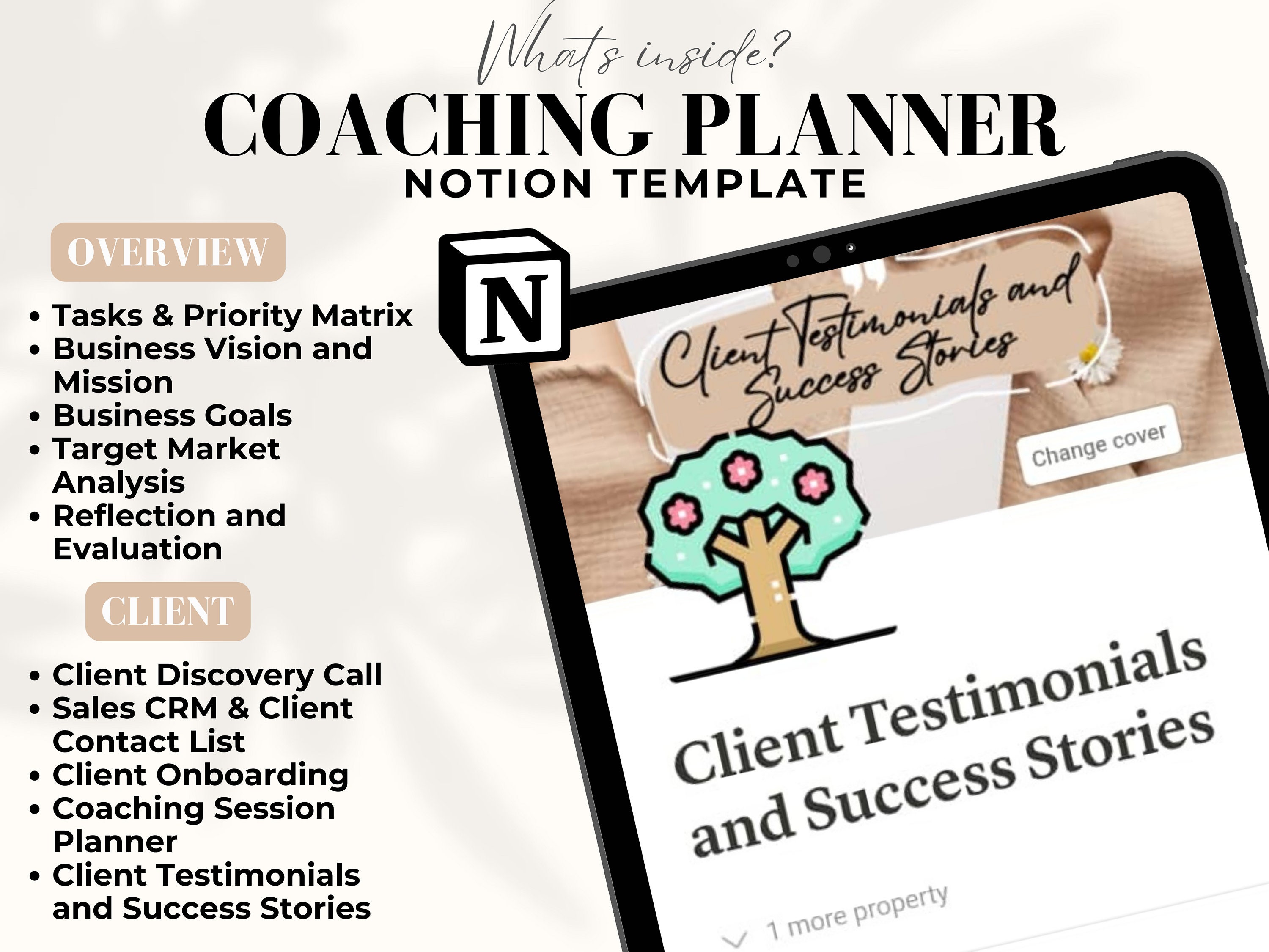 Notion Template Coaching Planner, Coach Client Onboarding, Aesthetic Client Dashboard, Notion ...