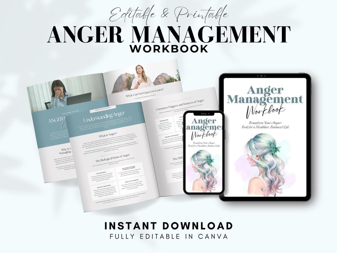 Anger Management Workbook Canva Template, 32-page Editable Self-help ...