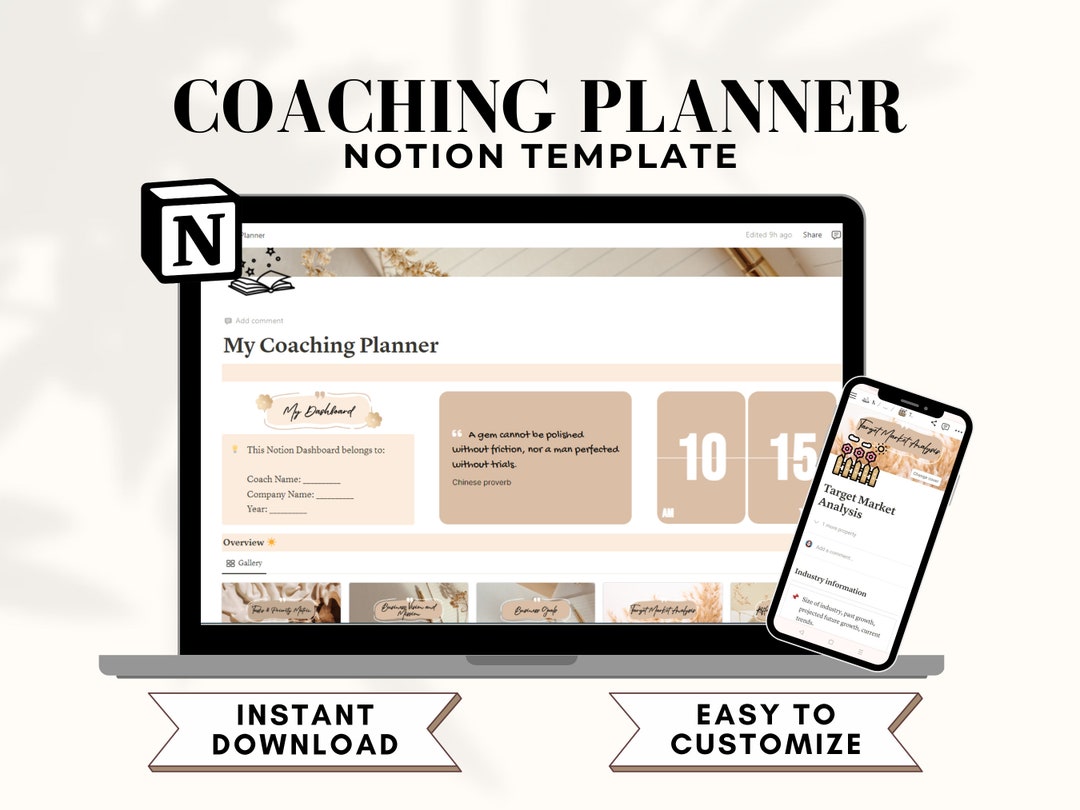 Notion Template Coaching Planner, Coach Client Onboarding, Aesthetic ...