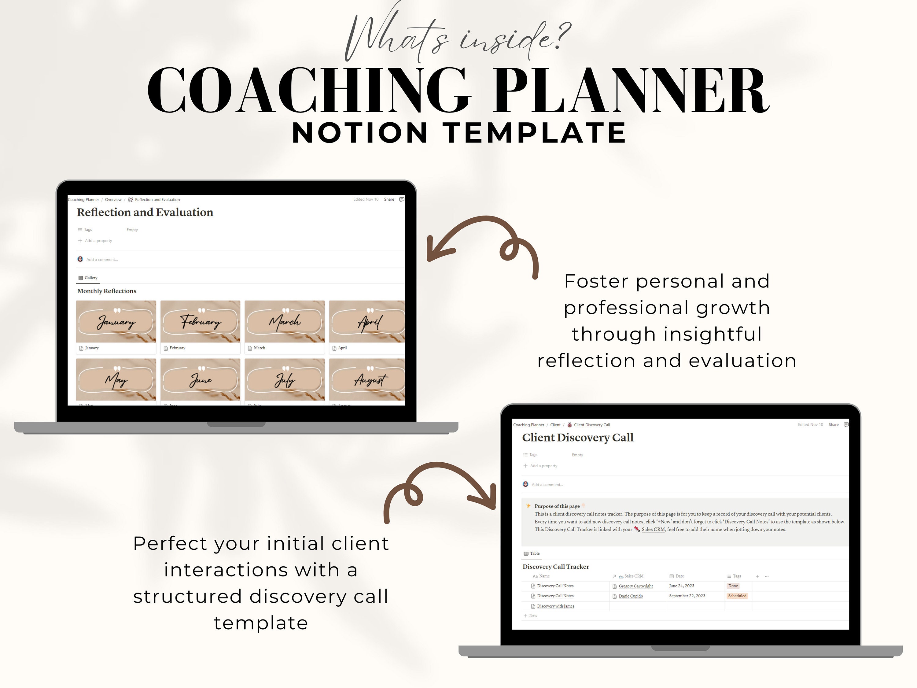 Notion Template Coaching Planner, Coach Client Onboarding, Aesthetic Client Dashboard, Notion ...