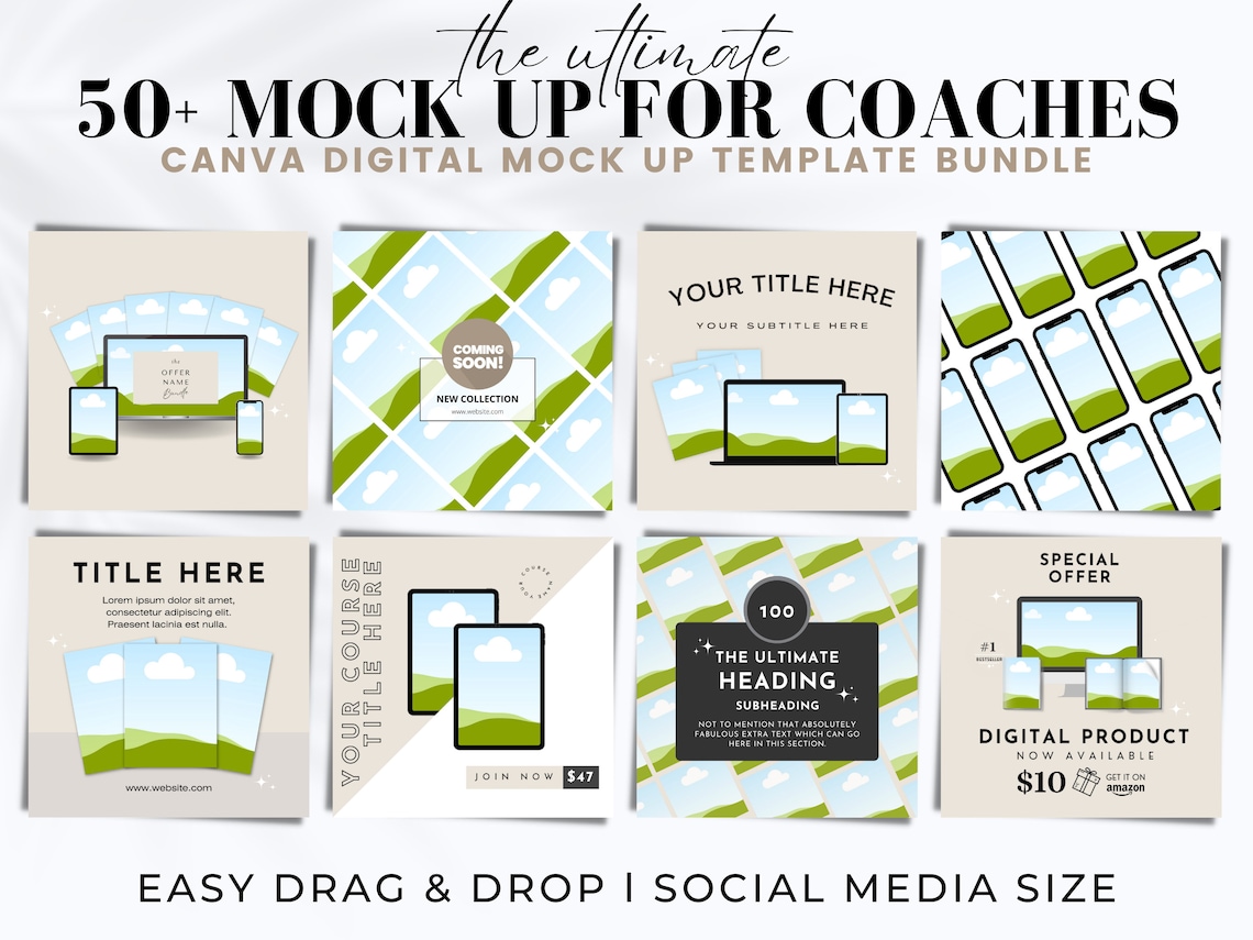 50 Mockup Canva Template for Coaches, Course Creator Mockup, Digital ...