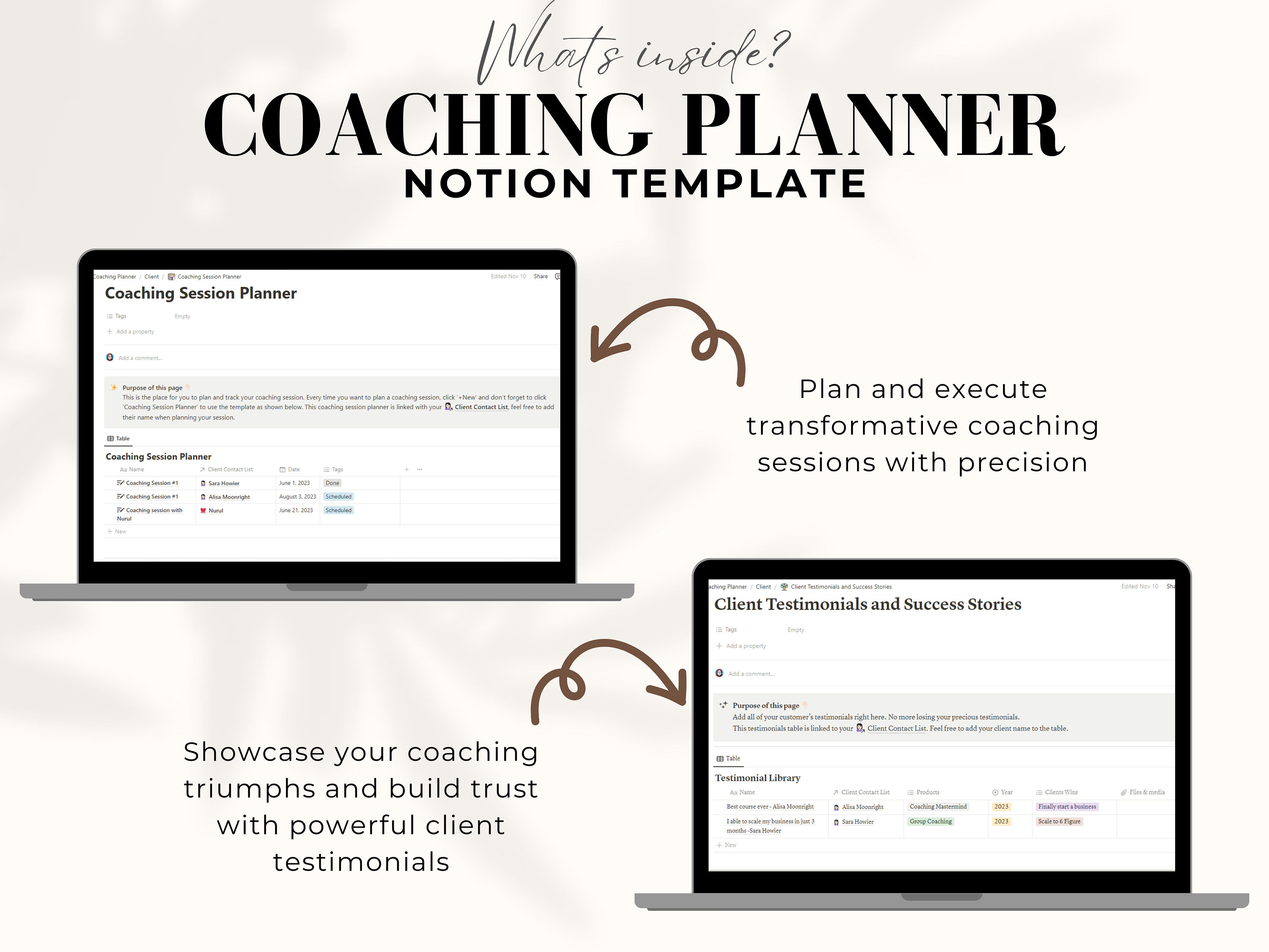 Notion Template Coaching Planner, Coach Client Onboarding, Aesthetic Client Dashboard, Notion ...