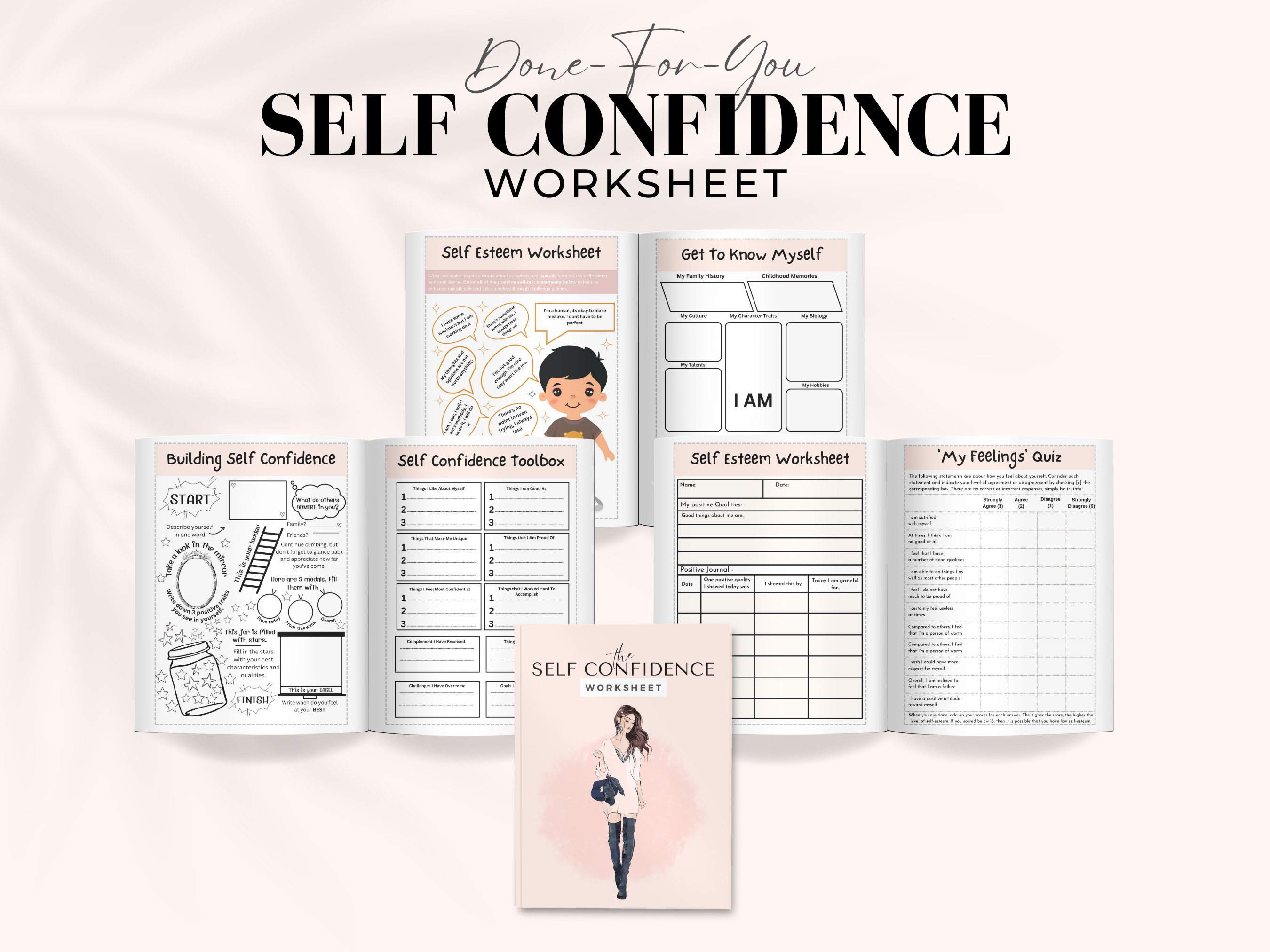Self Confidence Worksheet Printable, Done for You Workbook, Content for ...