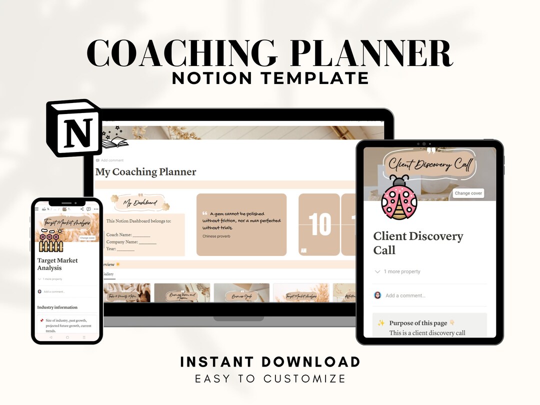 Notion Template Coaching Planner Coach Client Onboarding - Etsy