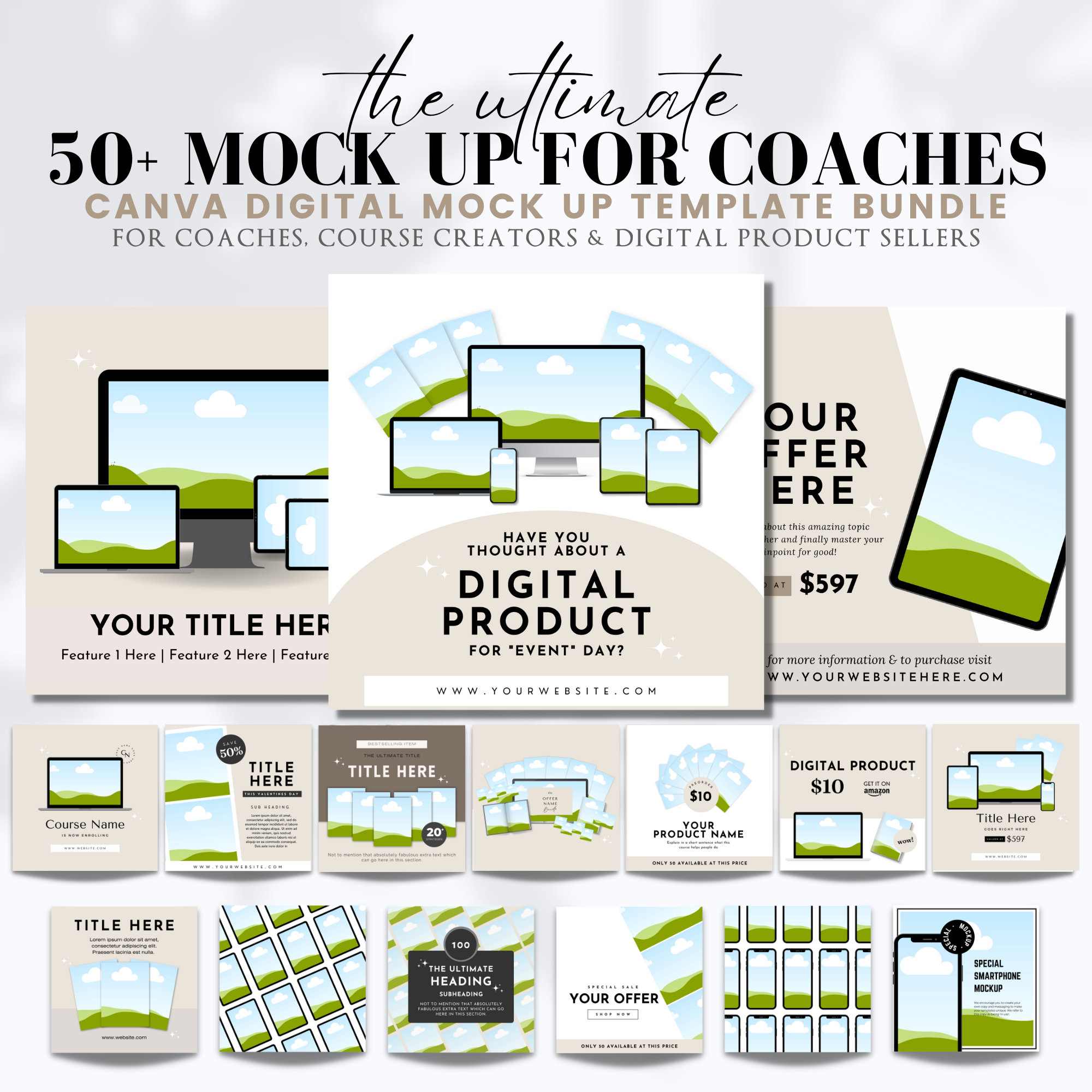50+ Mockup Canva Template for Coaches, Course Creator Mockup, Digital ...
