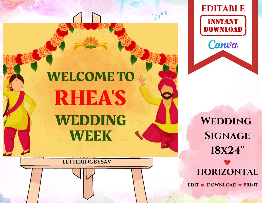 Welcome to Our Wedding Week, Punjabi Welcome Signs & Sikh Signs ...