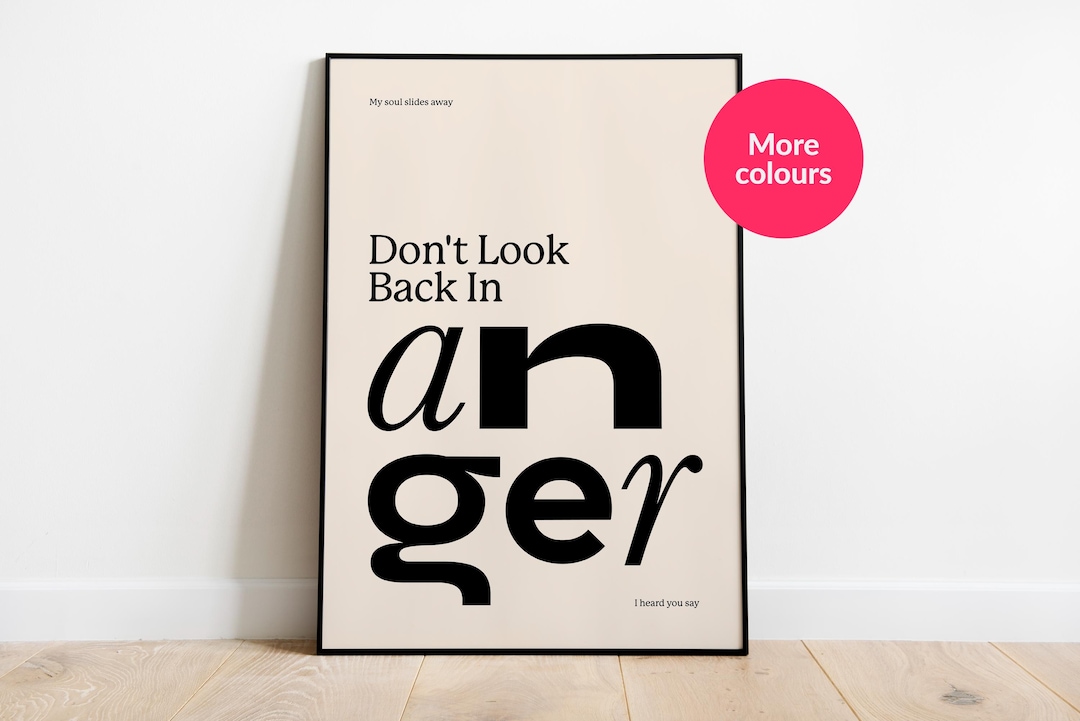 Don't Look Back | Lyrics Poster | 90s Britpop Inspired Rock N Roll ...