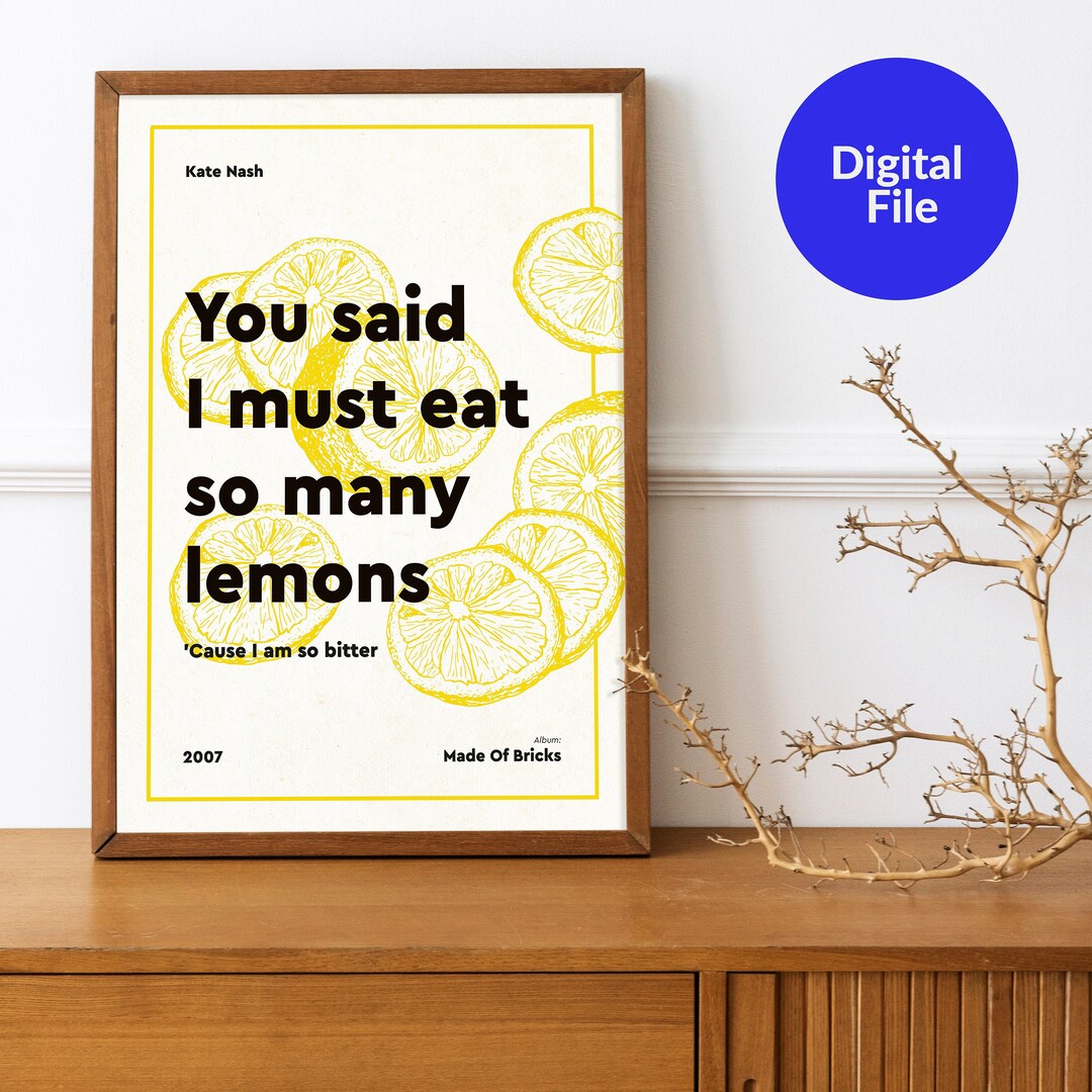 Kate Nash - Foundations - Lemons Lyrics Print - A4 A3 A2 - Music Print ...