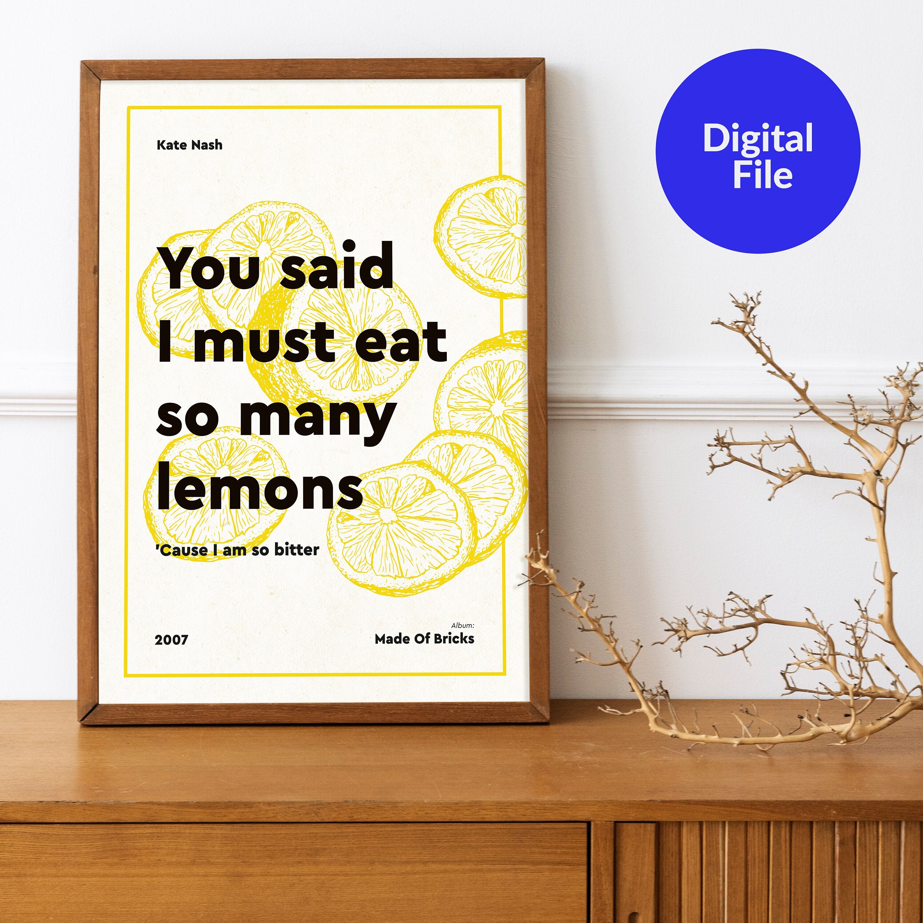 Kate Nash - Foundations - Lemons Lyrics Print - A4 A3 A2 - Music Print ...