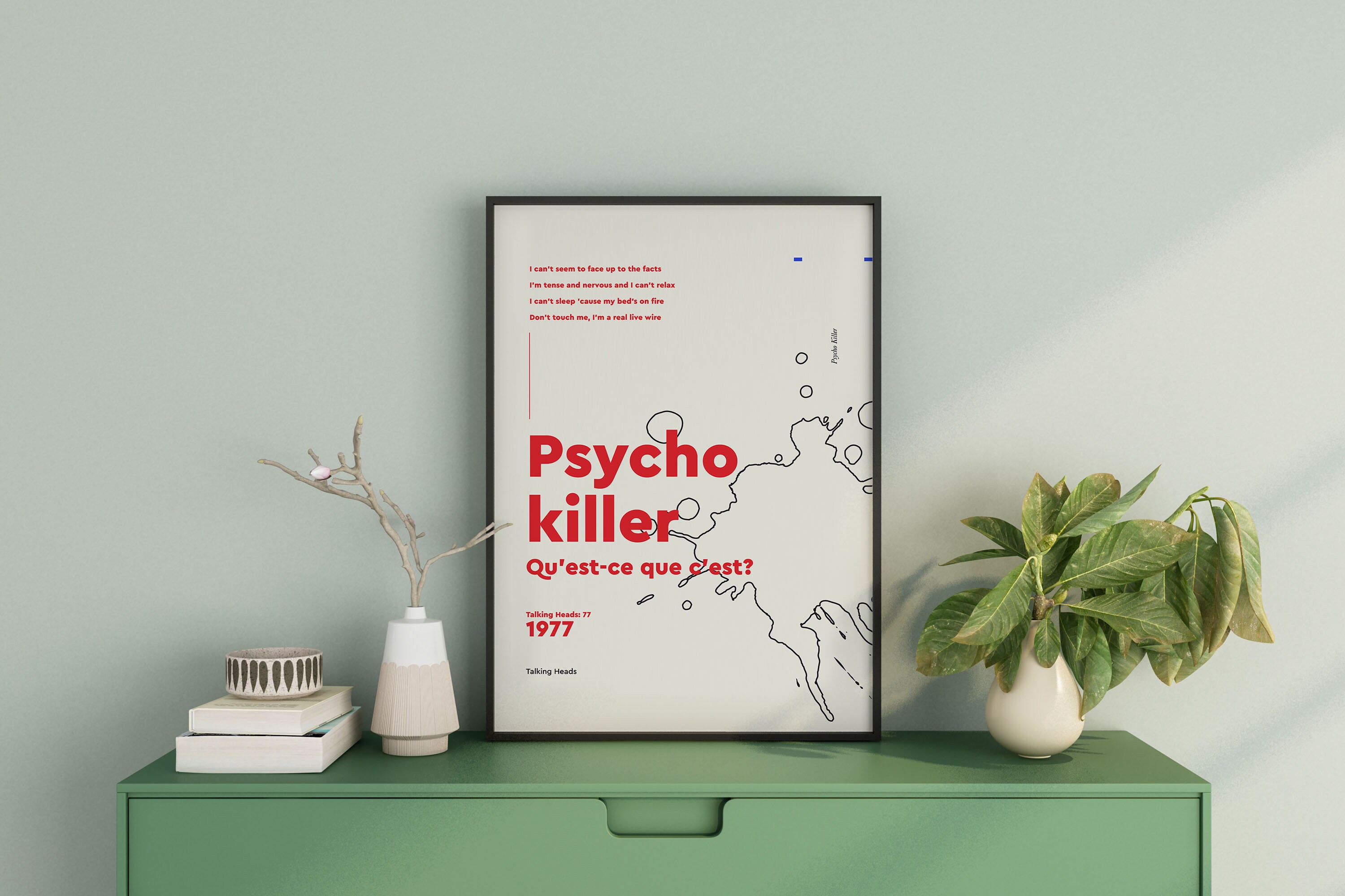 Talking Heads Inspired Psycho Killer Lyrics Print A4/A3/A2 Music Print ...