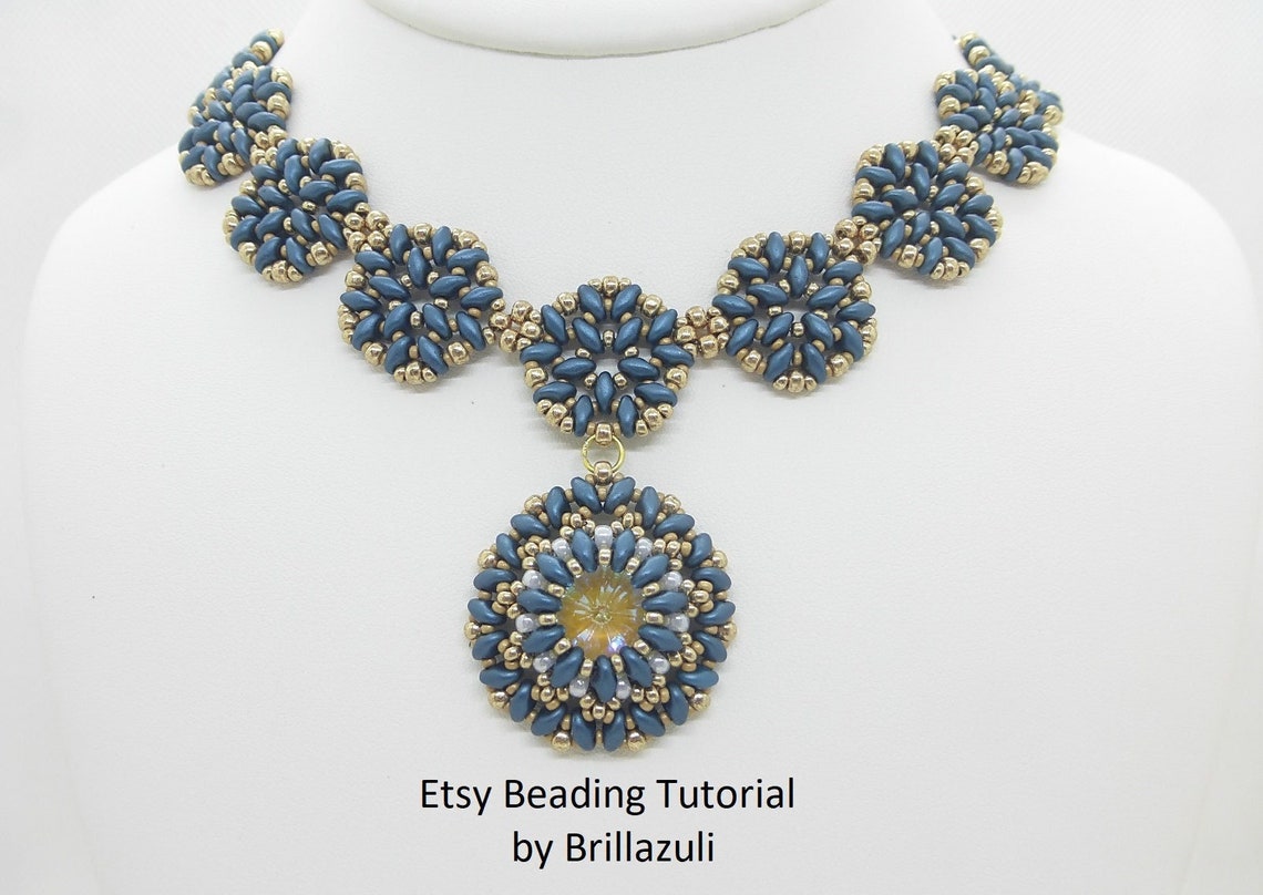 PDF Isaza Tutorial, Necklace Beading Pattern, Superduo Tutorial, 14 Mm Rivoli Tutorial, Superduo ...
