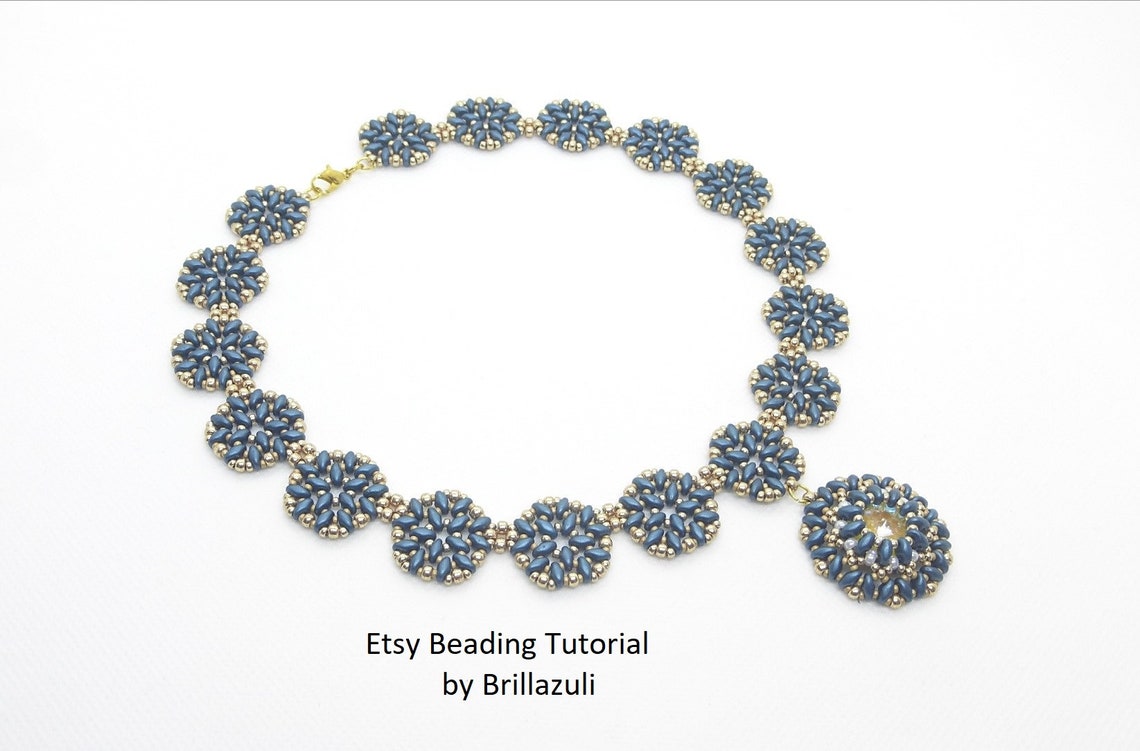 PDF Isaza Tutorial, Necklace Beading Pattern, Superduo Tutorial, 14 Mm Rivoli Tutorial, Superduo ...